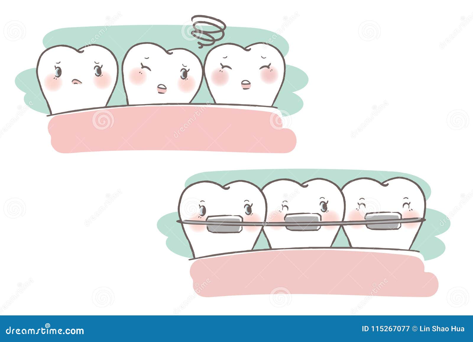 Tooth With Brace Holding Billboards Cartoon Vector | CartoonDealer.com ...