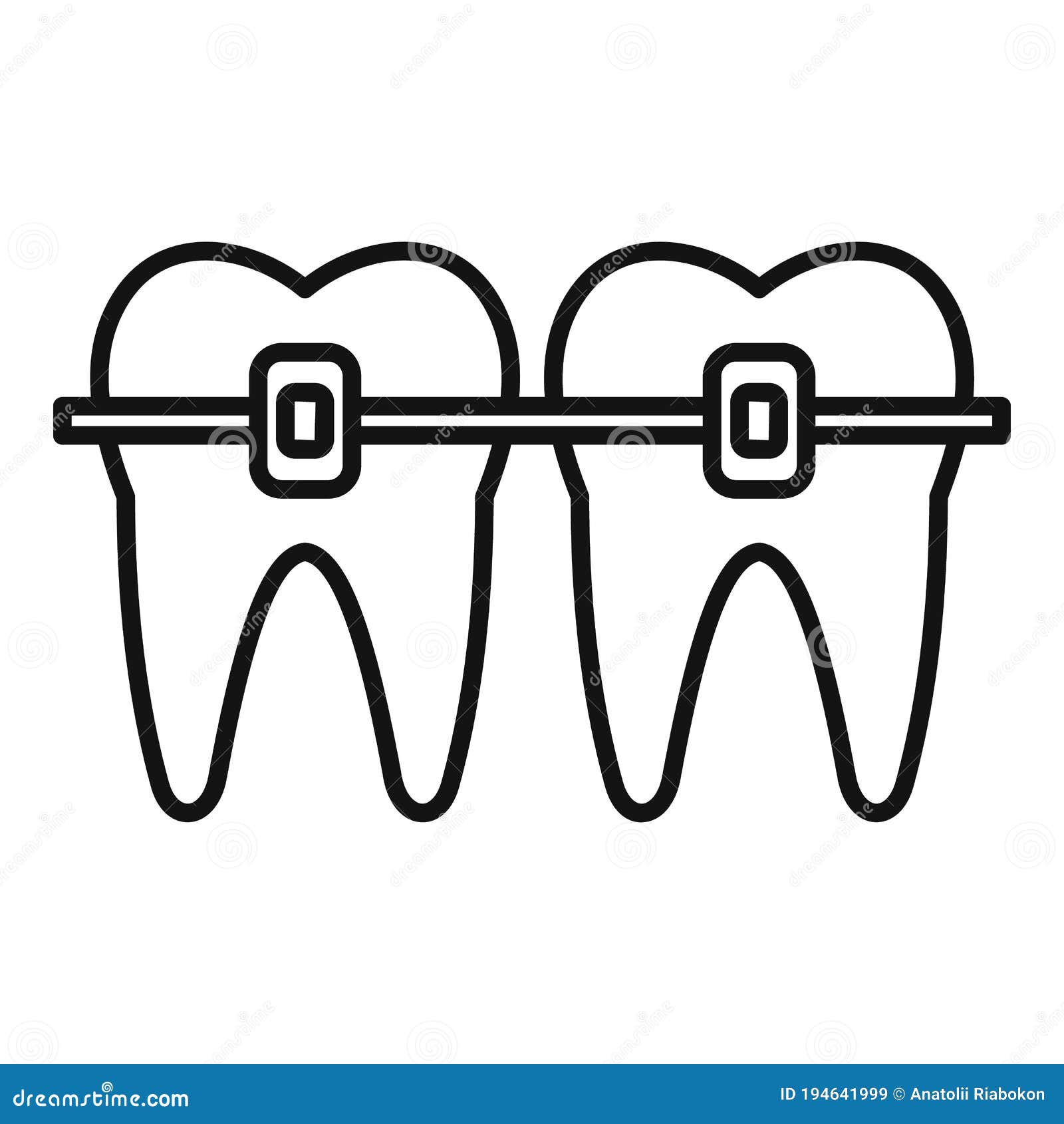 Tooth Brackets Icon, Outline Style Stock Vector - Illustration of ...