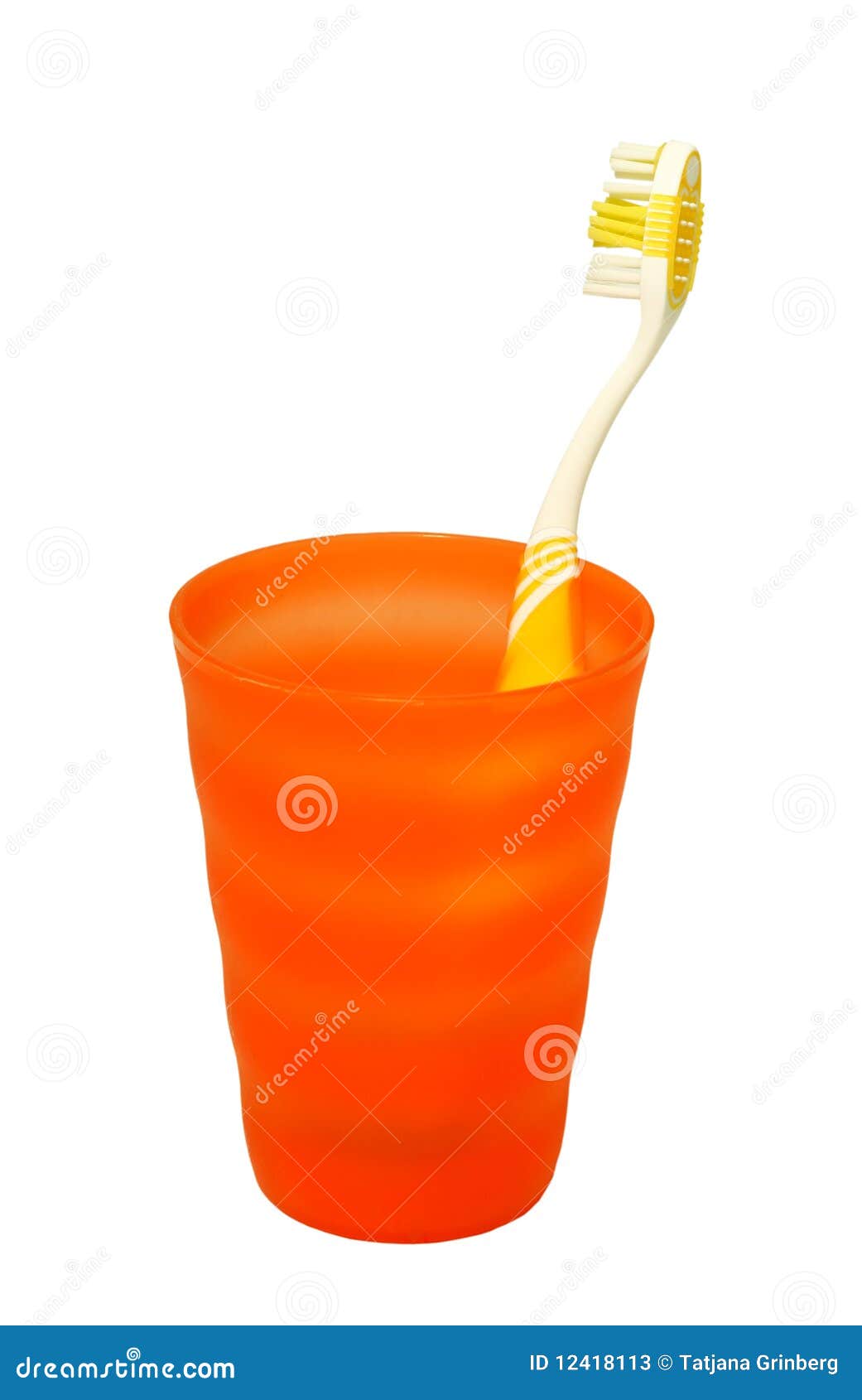 Tooth-brush in Cup Isolated on White Stock Image - Image of yellow ...