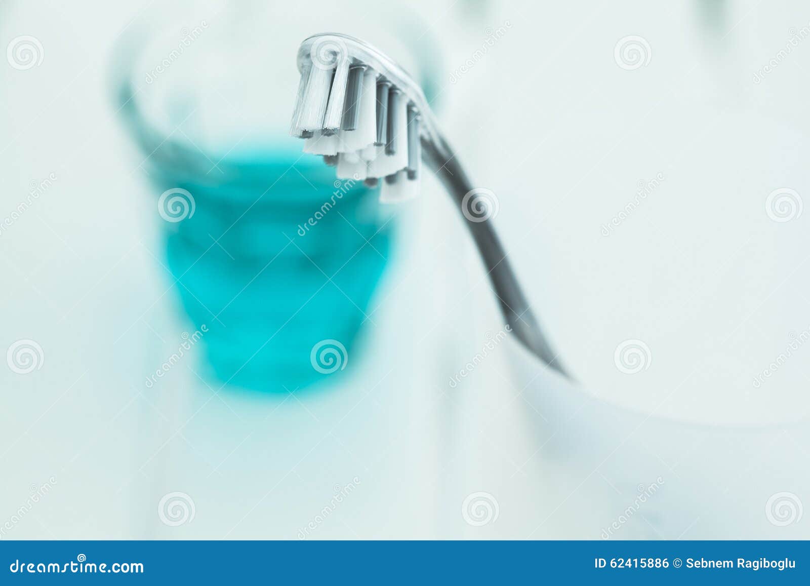 Tooth Brush in Glass and Mouthwash Stock Photo - Image of hygiene ...