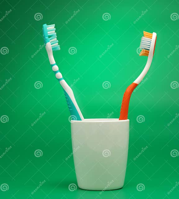 Tooth-brush Green Background Stock Image - Image of care, background ...