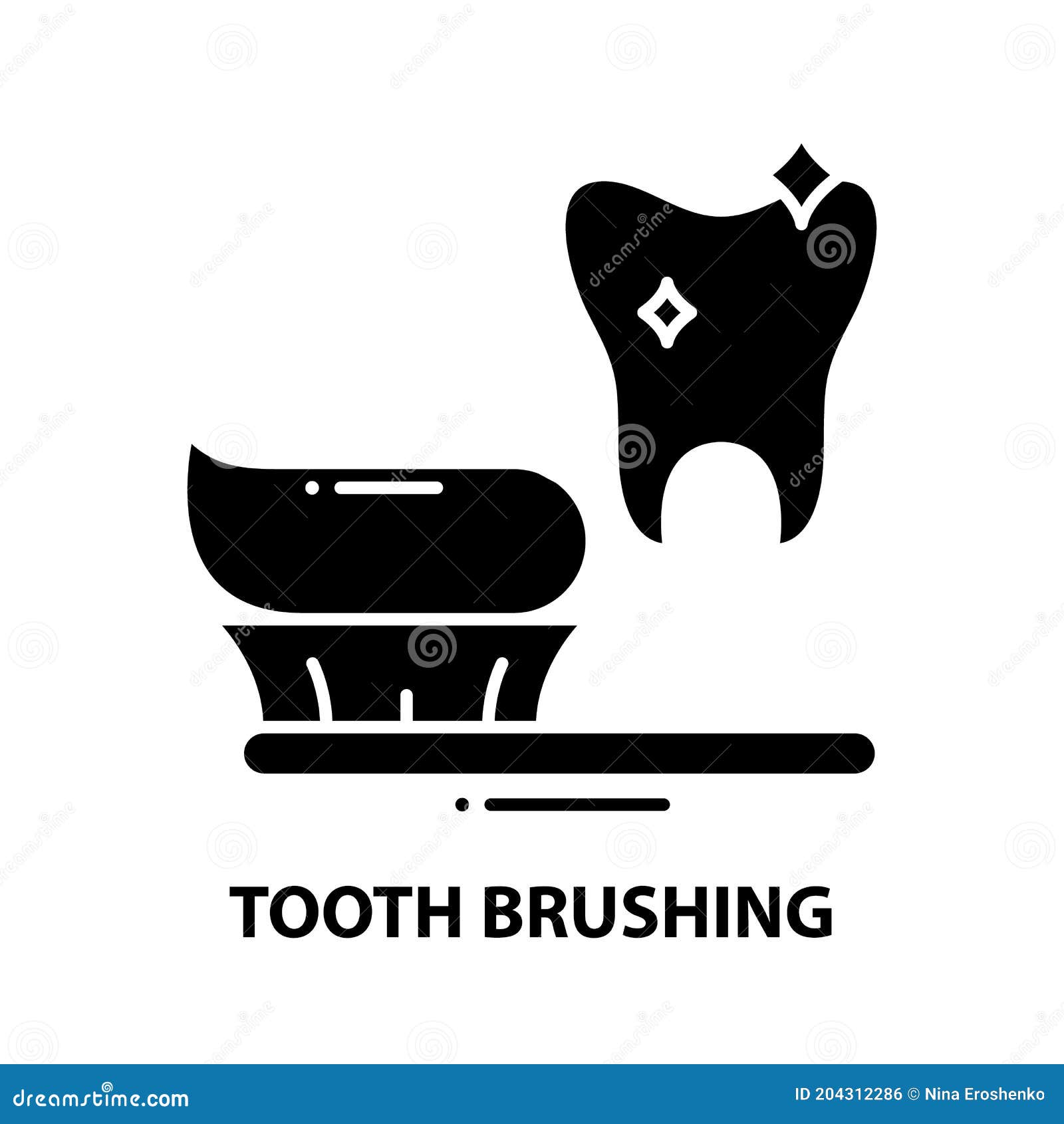 Tooth Brushing Icon, Black Vector Sign with Editable Strokes, Concept ...
