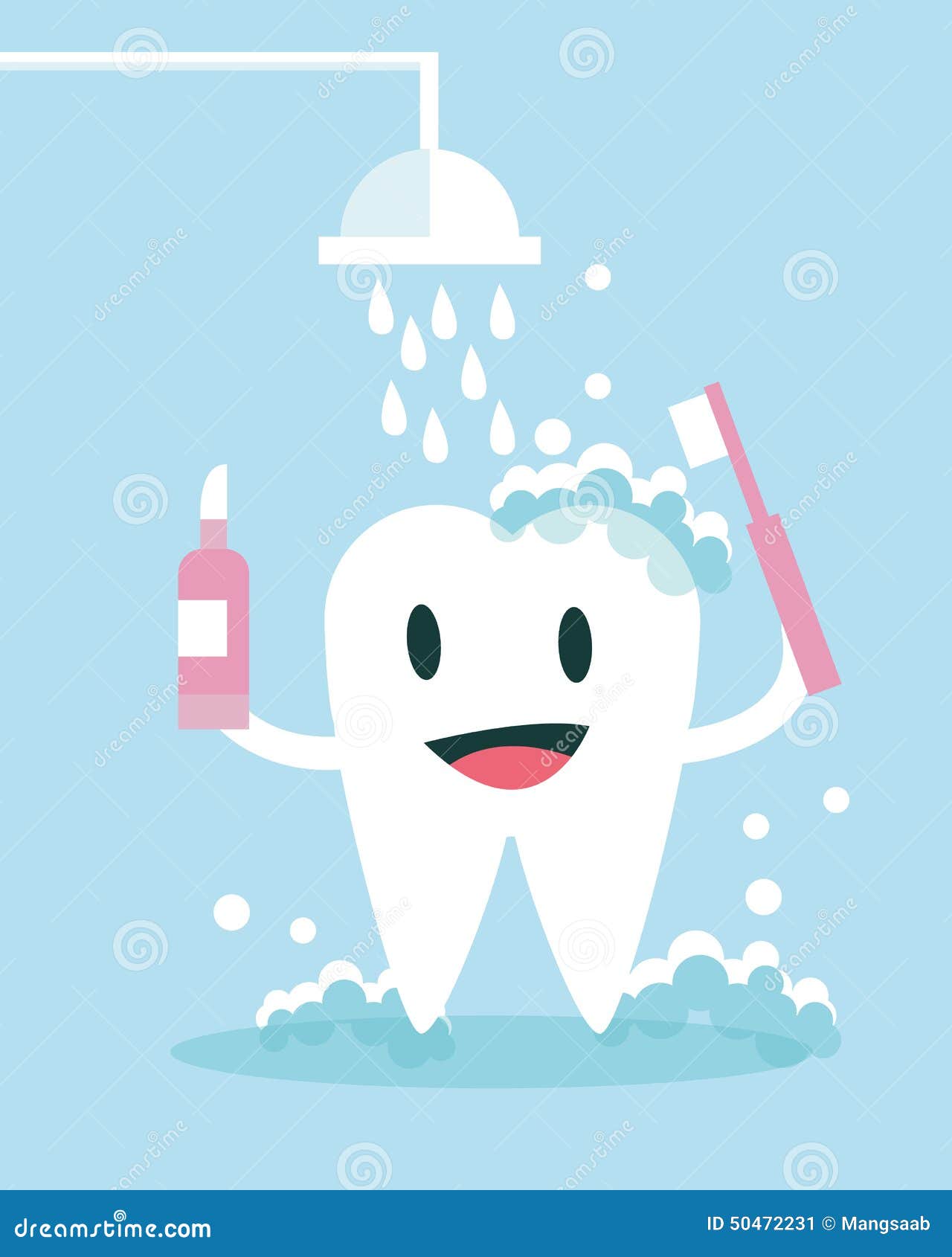 Tooth Brushing and Take Shower Itself. Stock Vector - Illustration of ...