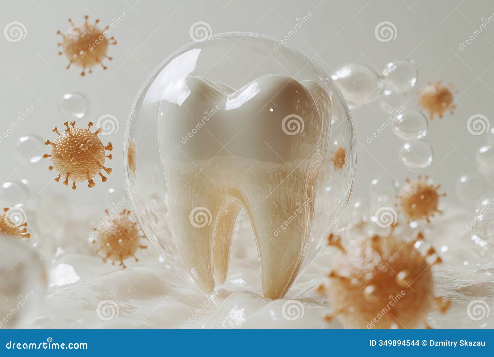 Tooth in a Bubble Surrounded by Tiny Germs Representing Oral Health ...
