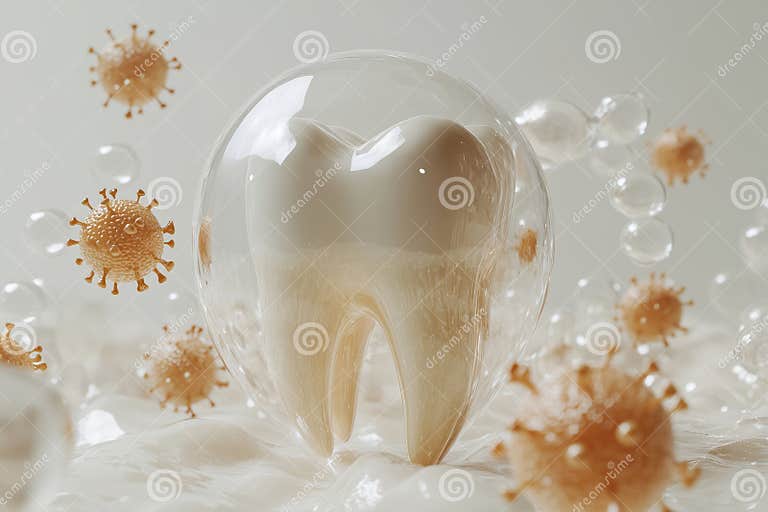 Tooth in a Bubble Surrounded by Tiny Germs Representing Oral Health ...