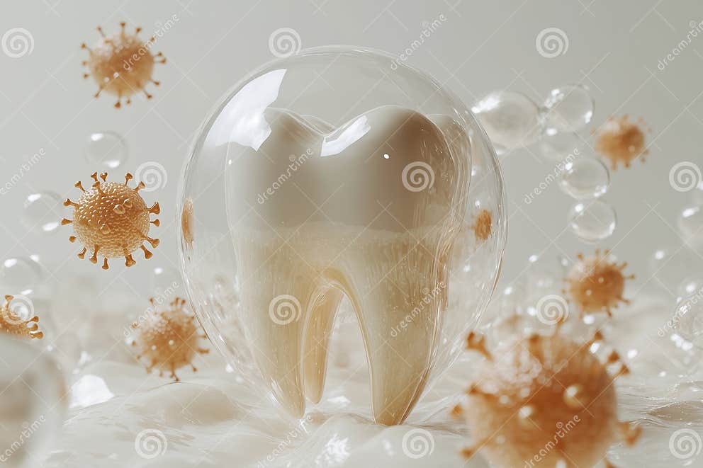 Tooth in a Bubble Surrounded by Tiny Germs Representing Oral Health ...