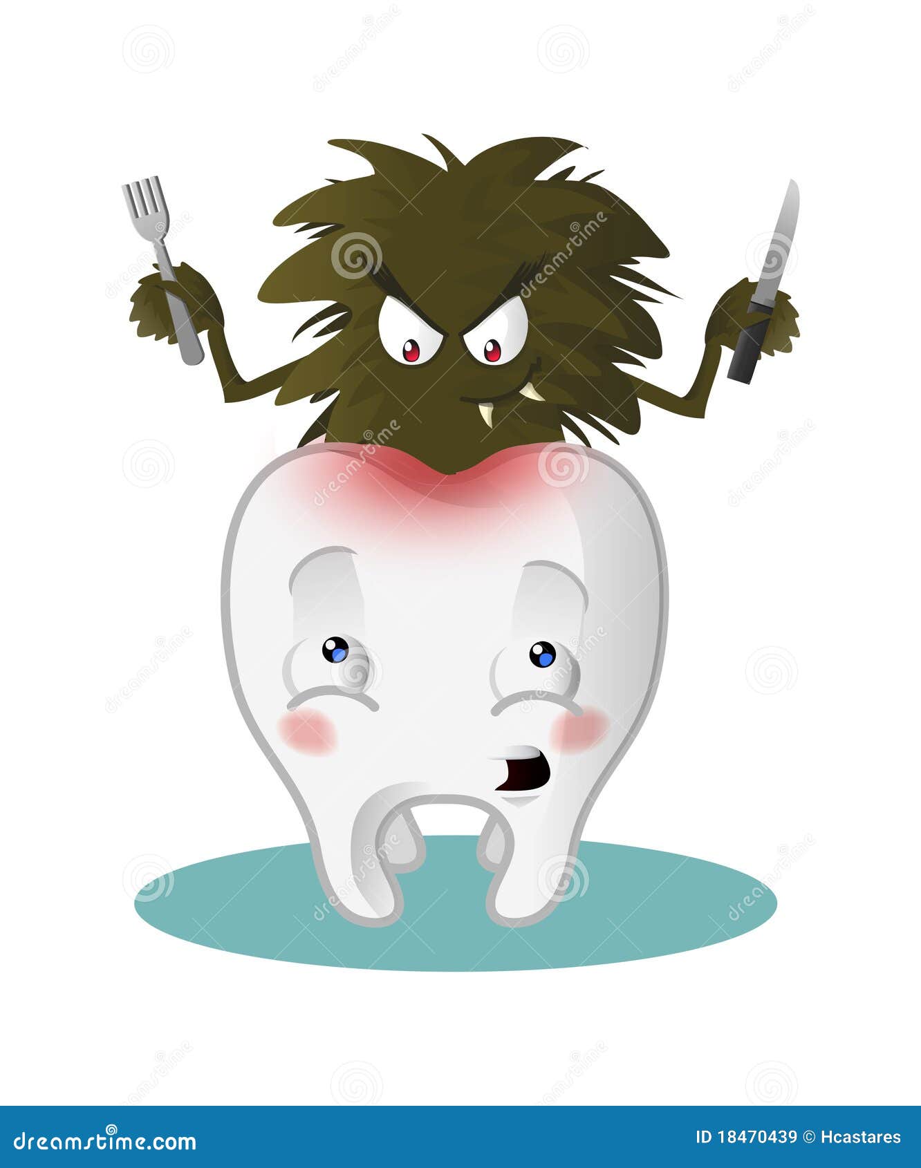 Scared Tooth With A Tissue Grafting. Cute Character With Facial ...