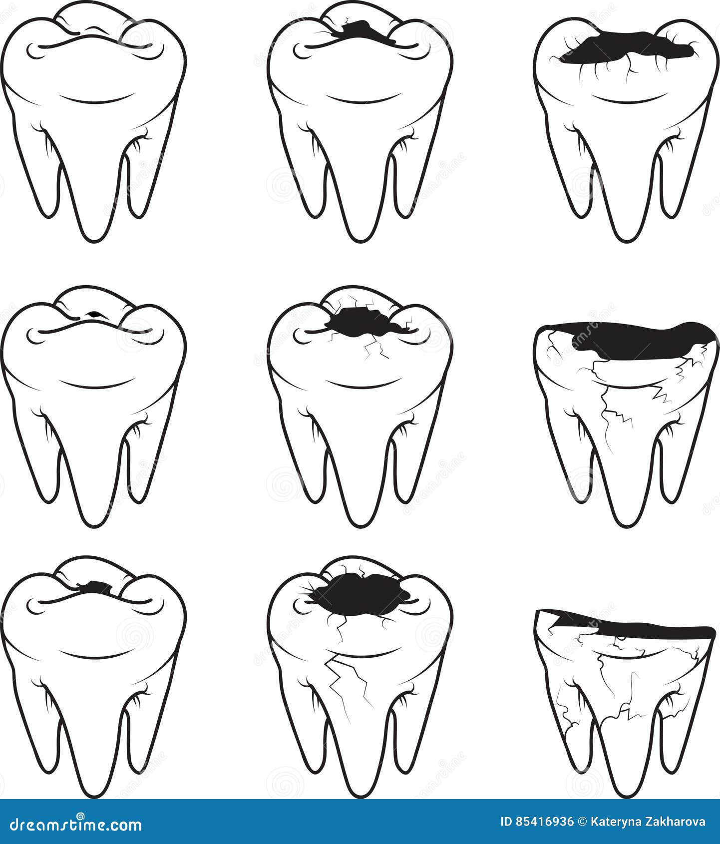 Tooth Caries Vector Icon. Outline Stock Vector - Illustration of cavity ...