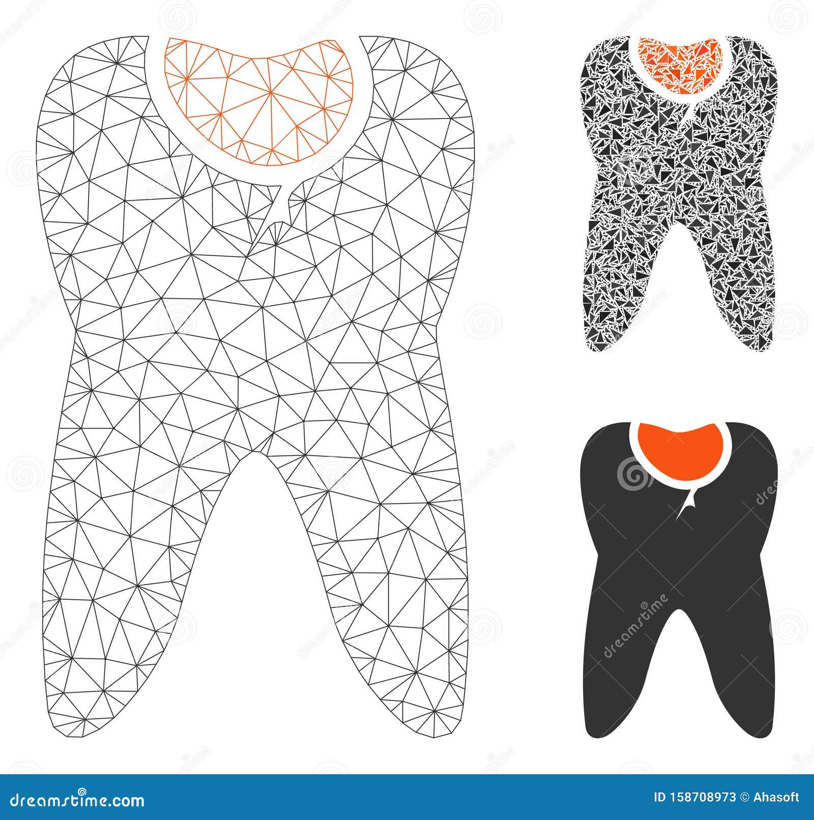 Set Tooth With Caries, Dental Medical Syringe And Dental Clinic ...