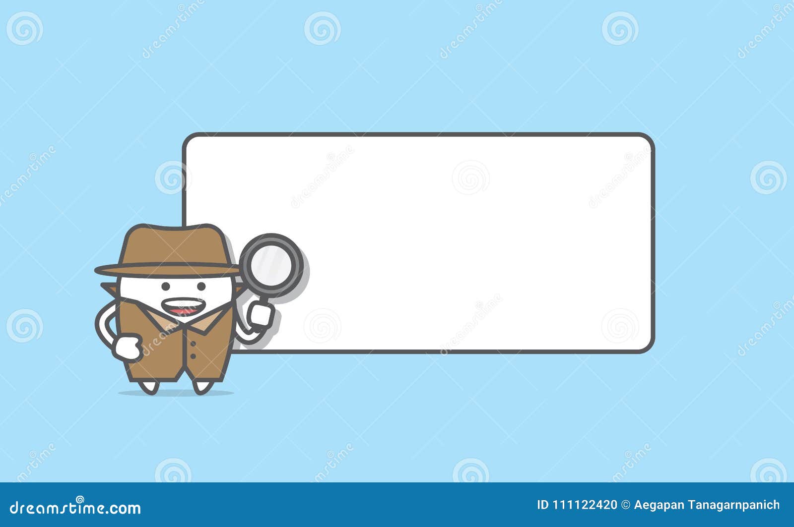 Tooth Character Detective With Textbox Frame Illustration Vector ...