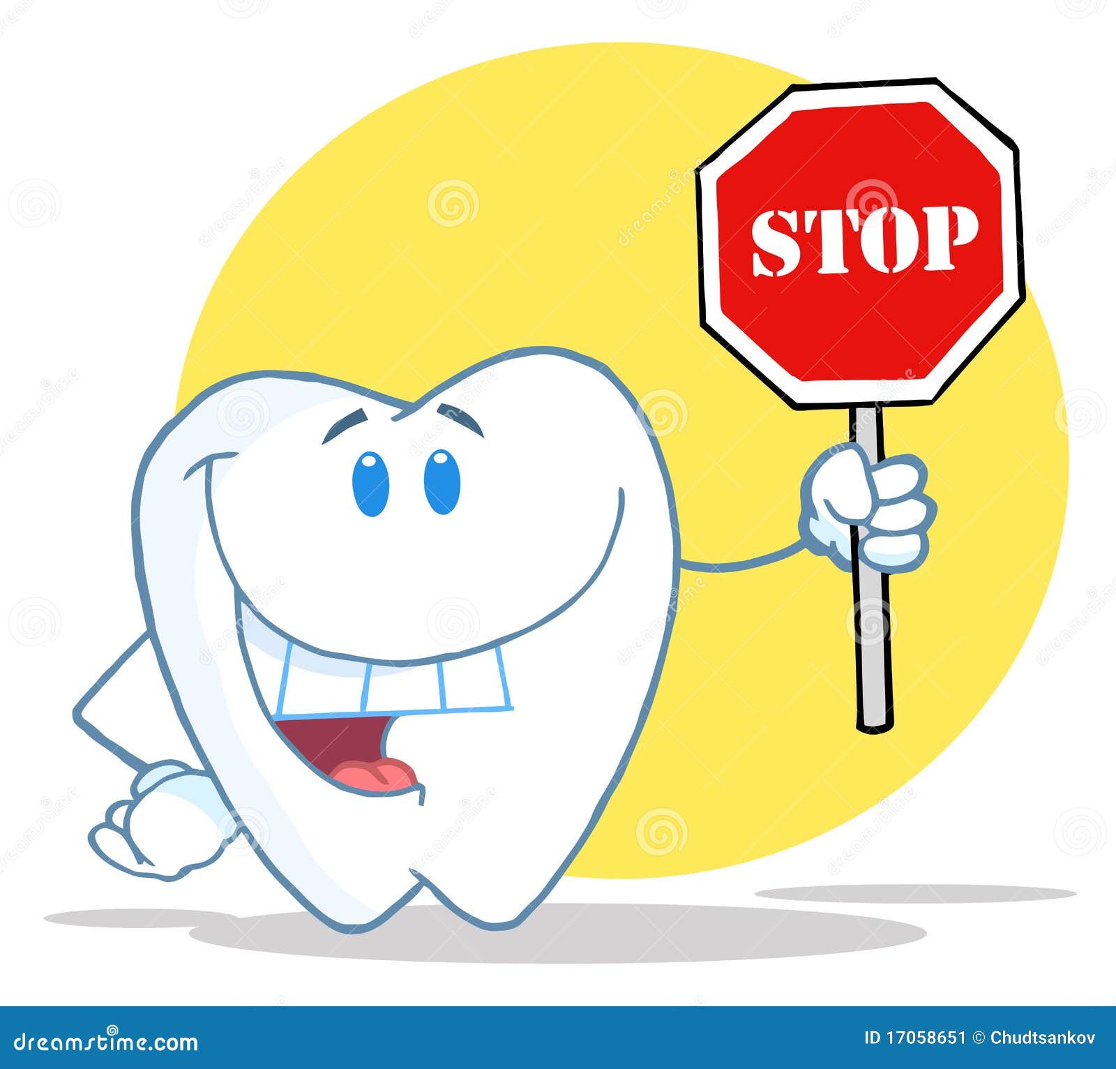 Tooth Character Holding a Stop Sign Stock Vector - Illustration of ...