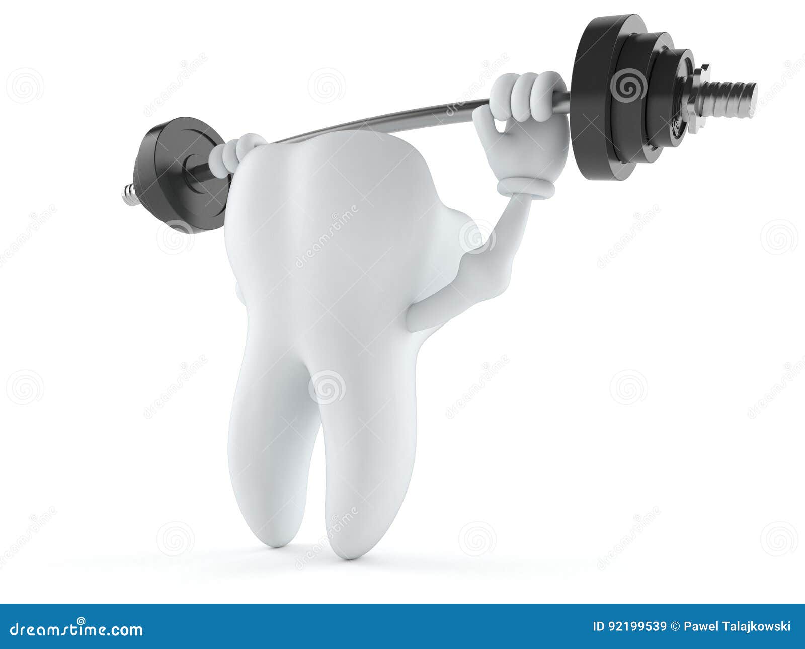 Tooth Character Lifting Heavy Barbell Stock Illustration - Illustration ...