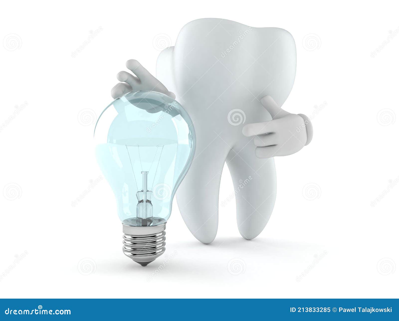 Tooth Character with Light Bulb Stock Illustration - Illustration of ...