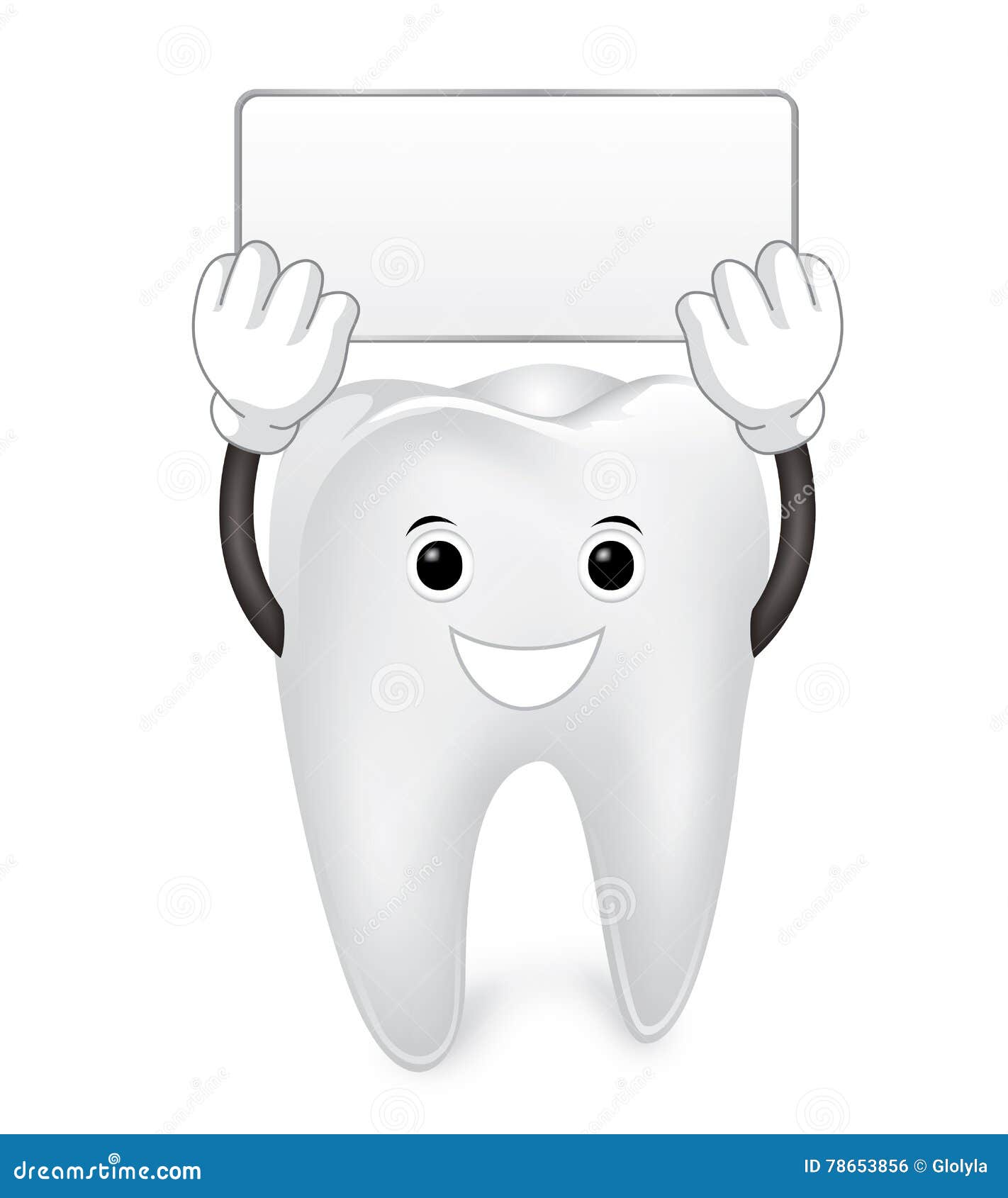 Tooth character with sign. stock vector. Illustration of molar - 78653856