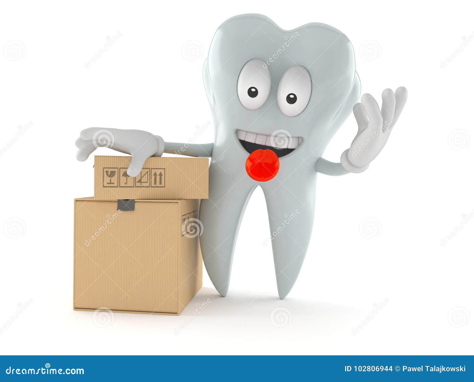 Tooth Character with Stack of Boxes Stock Illustration - Illustration ...