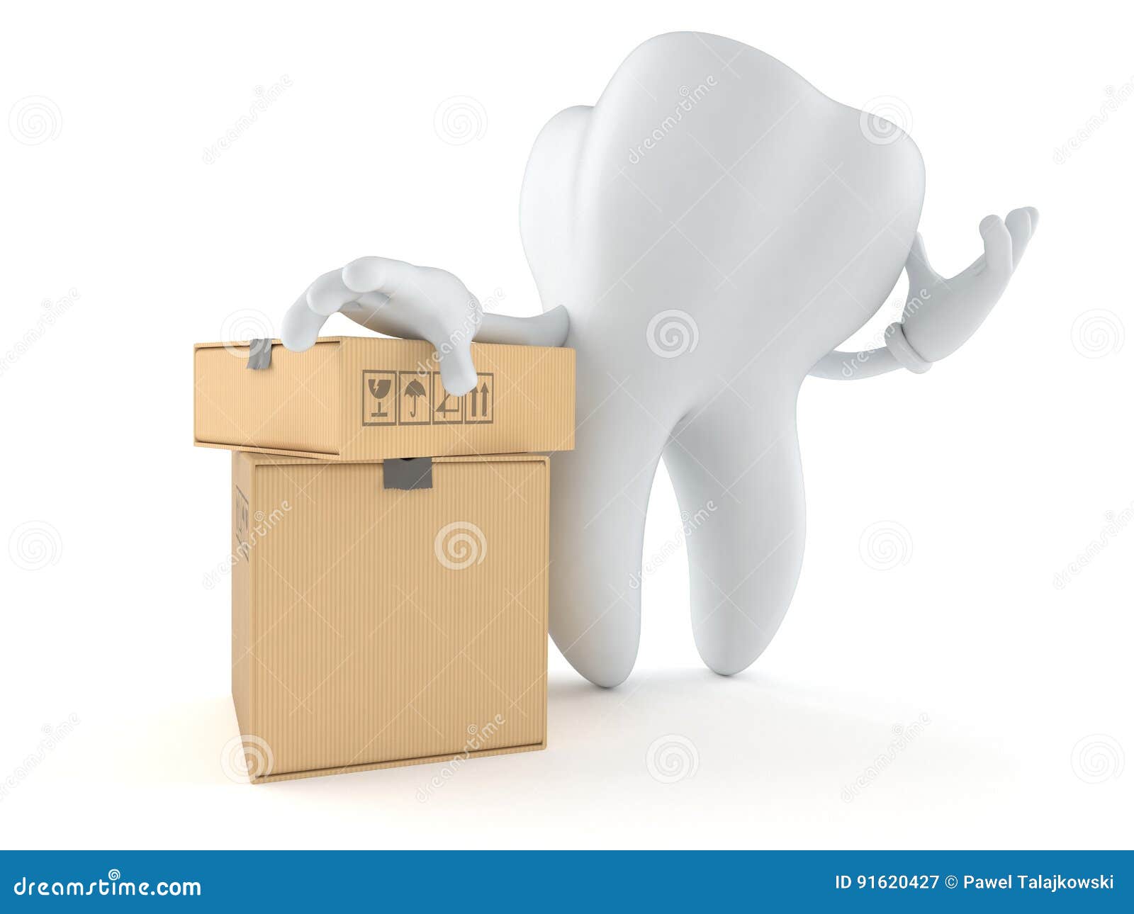 Tooth Character with Stack of Boxes Stock Illustration - Illustration ...