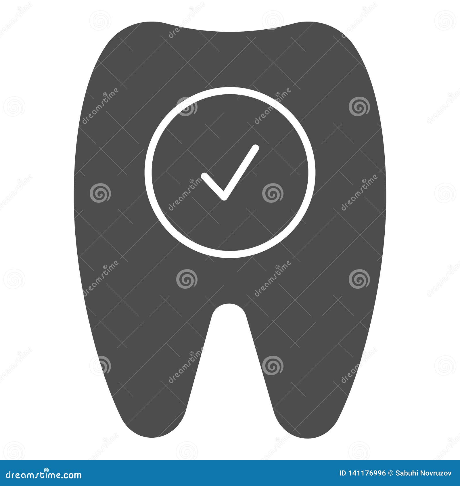 Tooth Check Solid Icon. Healthy Tooth Vector Illustration Isolated on ...