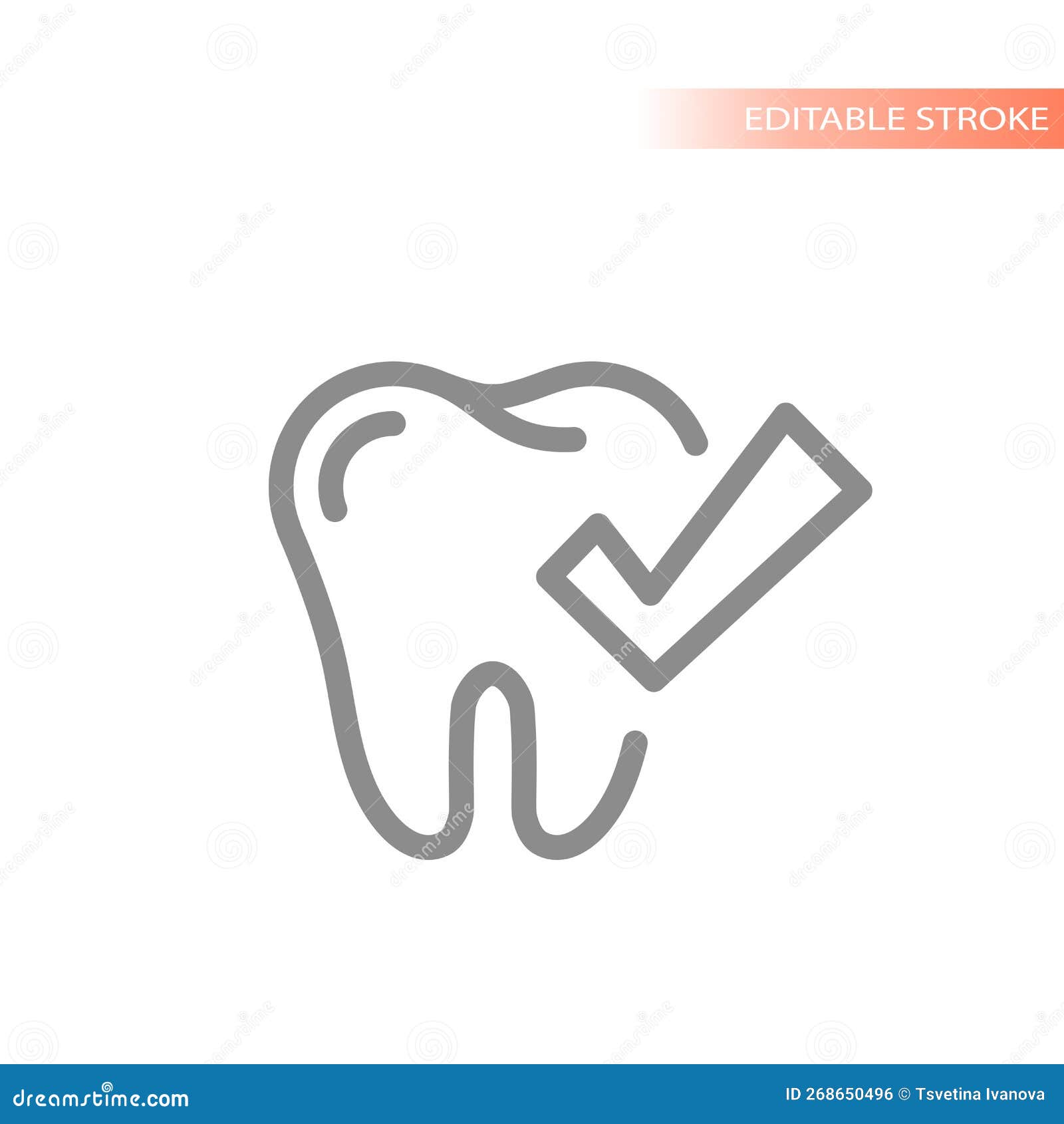 Tooth and Checkmark Line Vector Icon Stock Vector - Illustration of ...