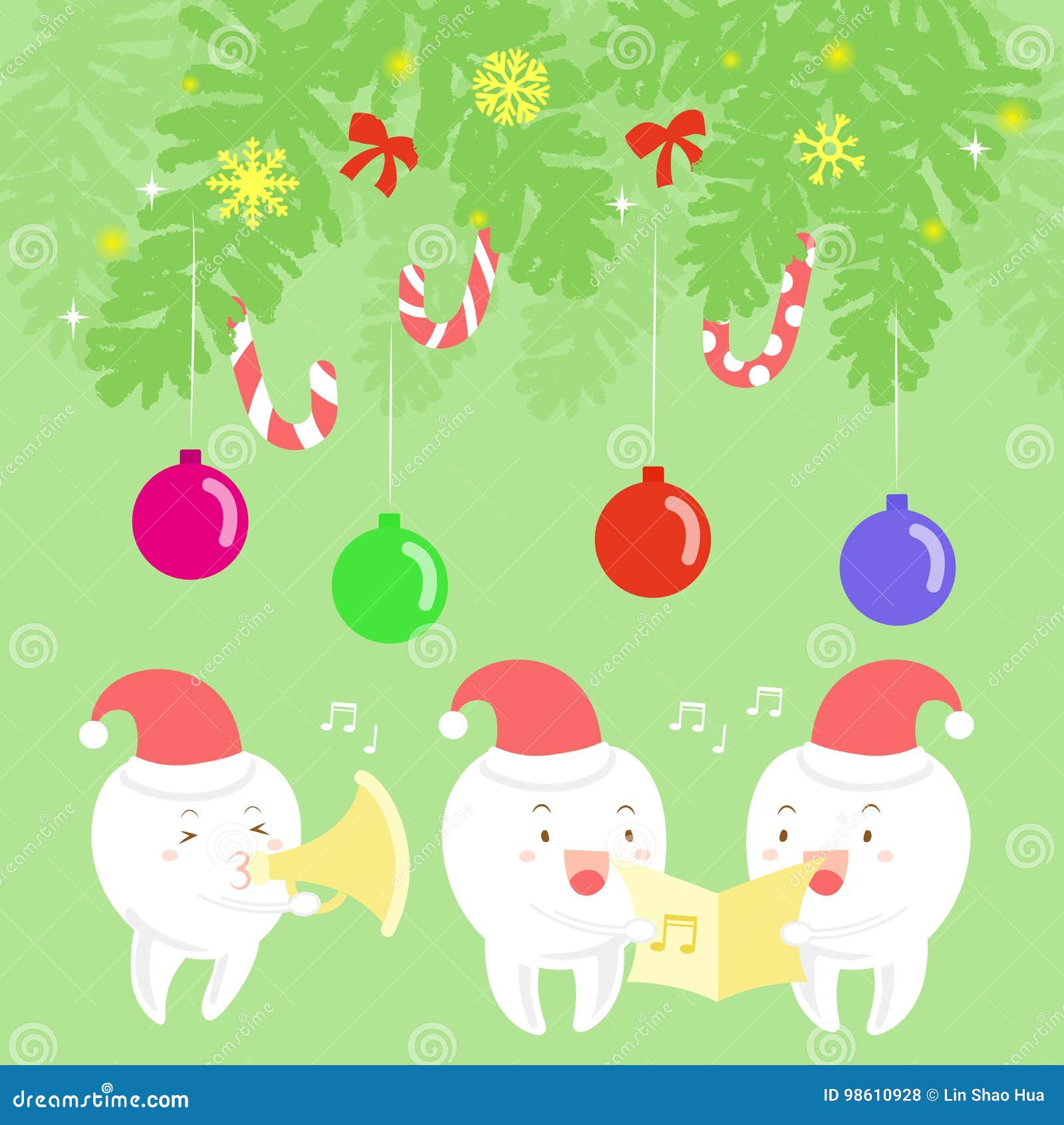 Tooth with christmas stock vector. Illustration of healthcare - 98610928
