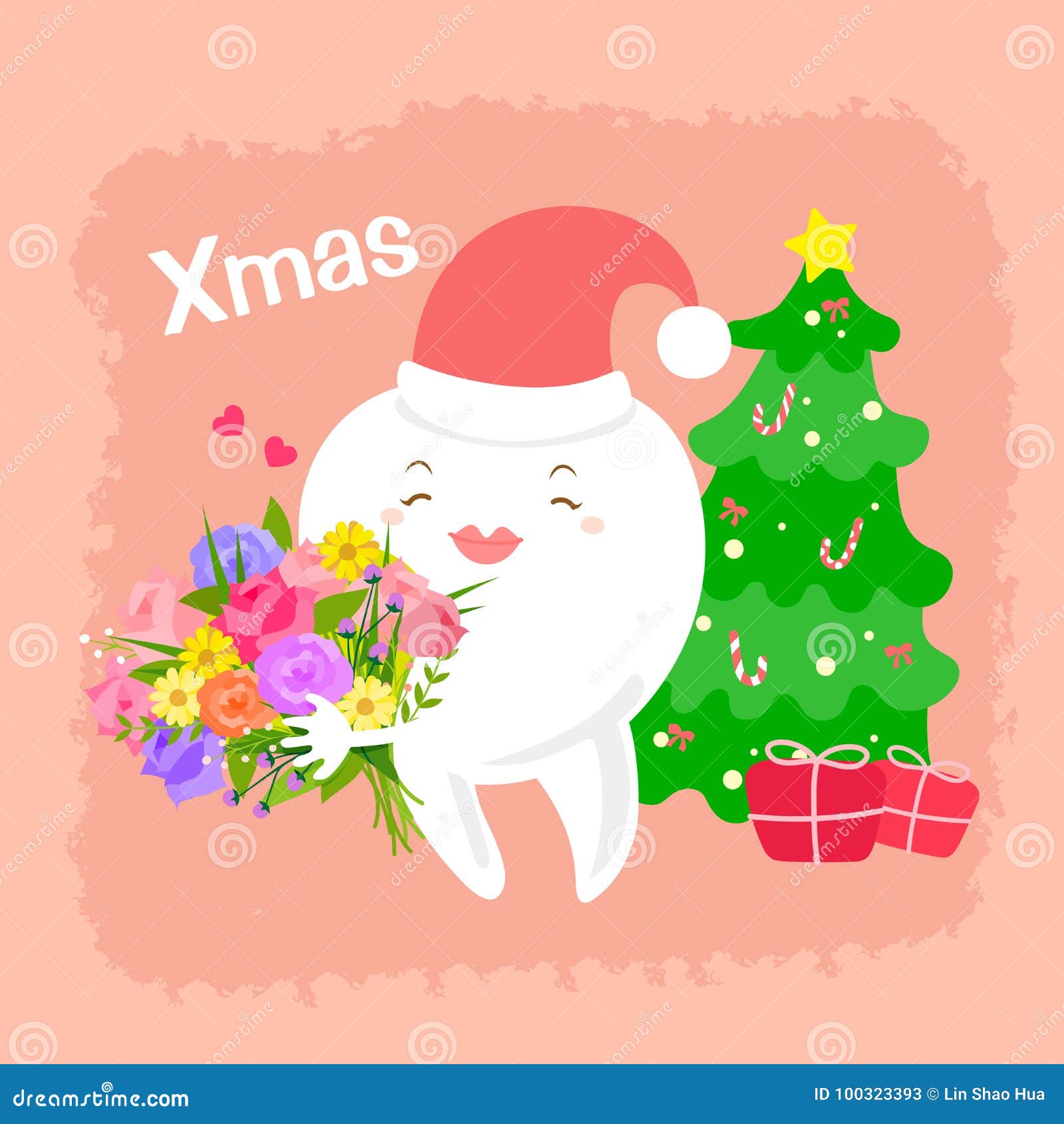 Tooth with christmas stock vector. Illustration of billboard - 100323393