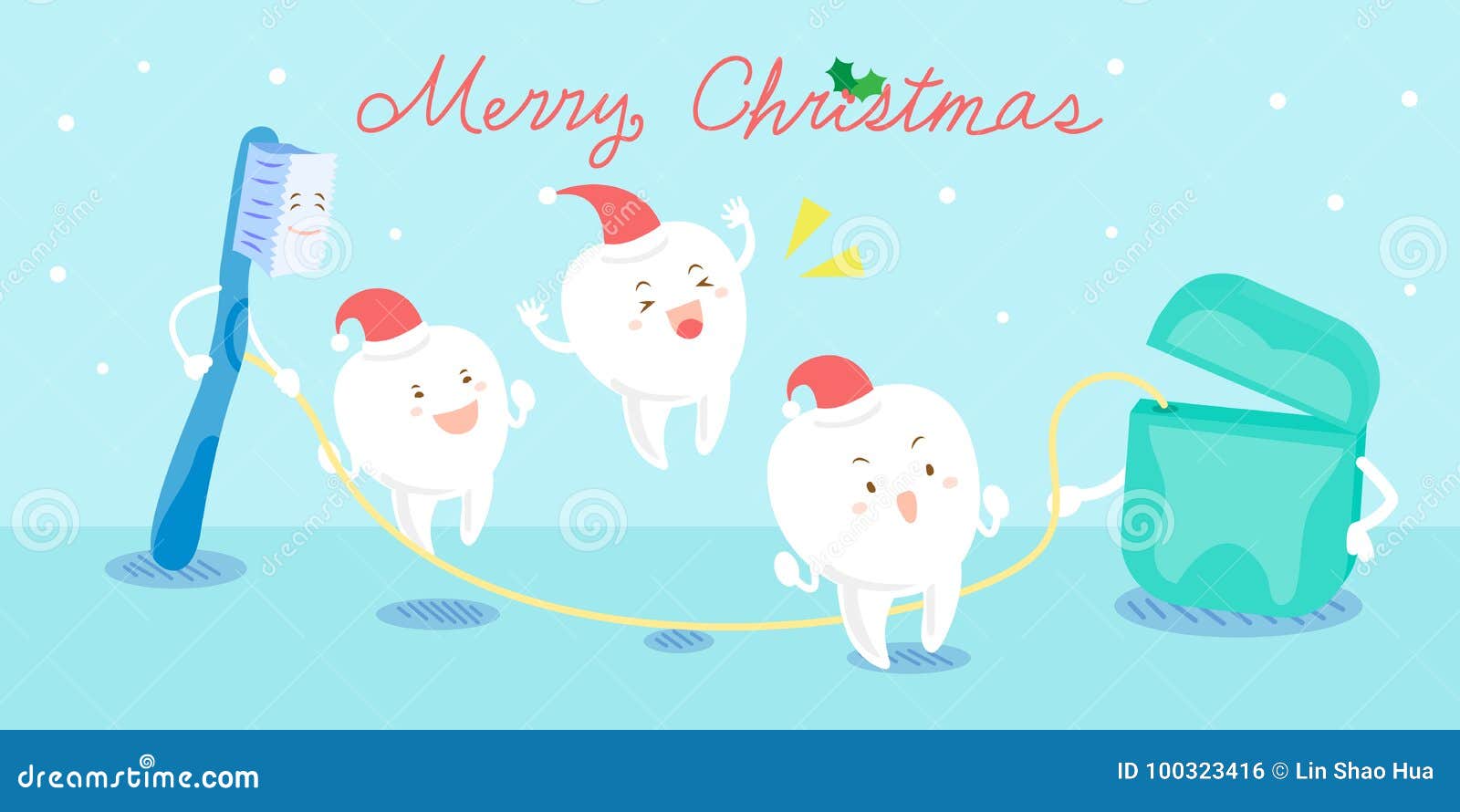 Tooth with christmas stock vector. Illustration of floss - 100323416