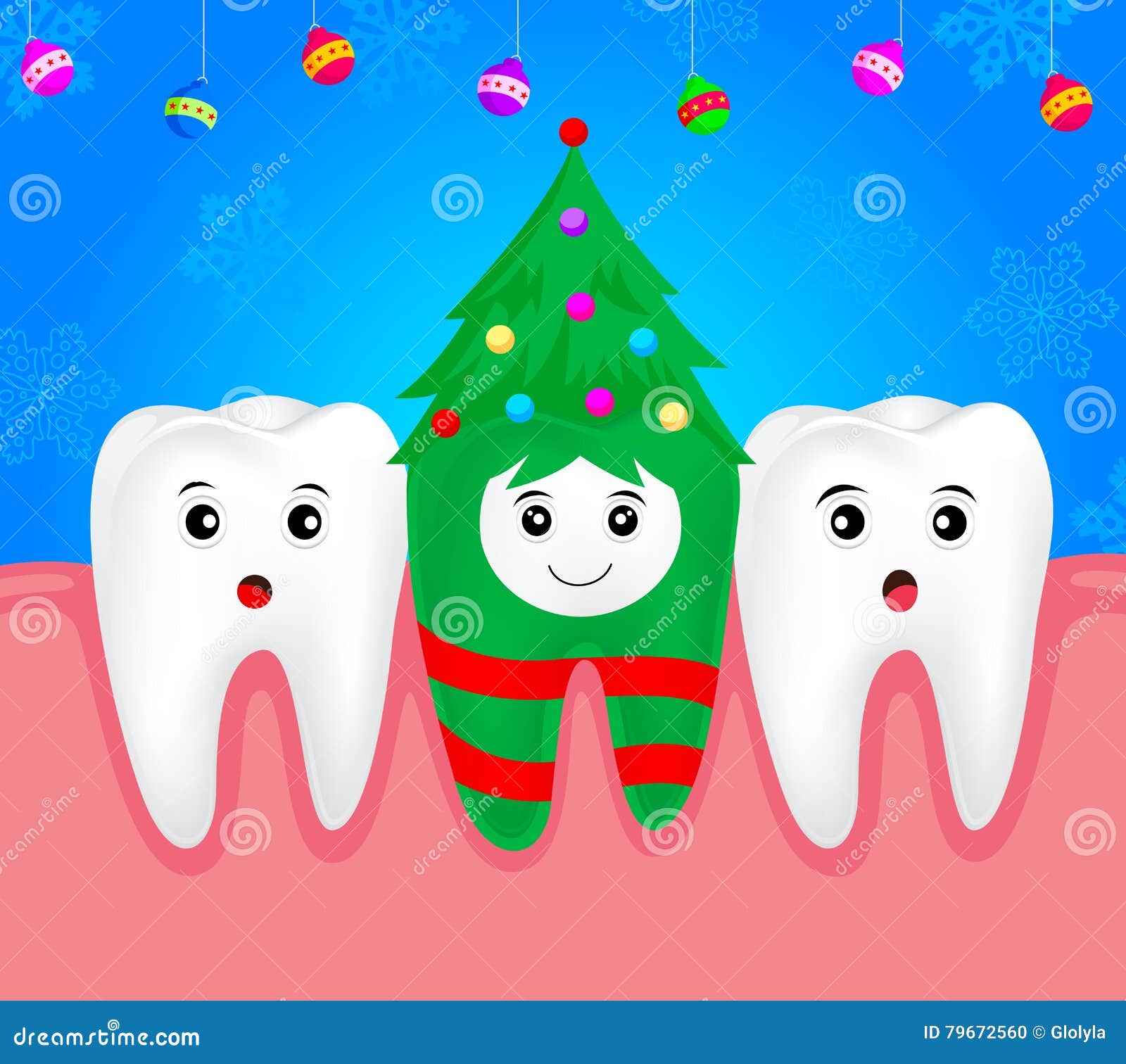 Tooth on Christmas Tree Costume. Stock Vector - Illustration of green ...