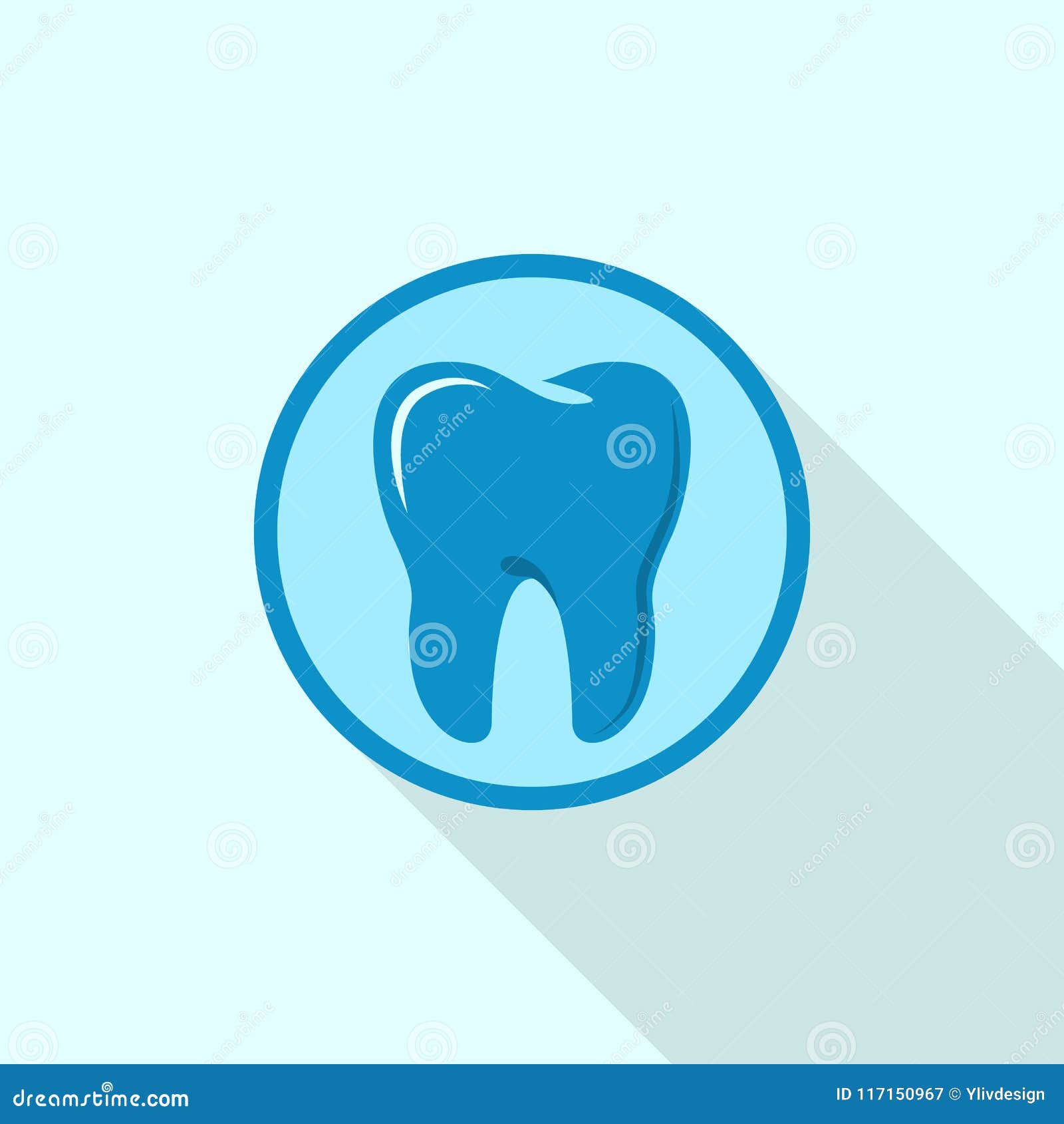 Tooth on Circle Logo Icon, Flat Style Stock Vector - Illustration of ...