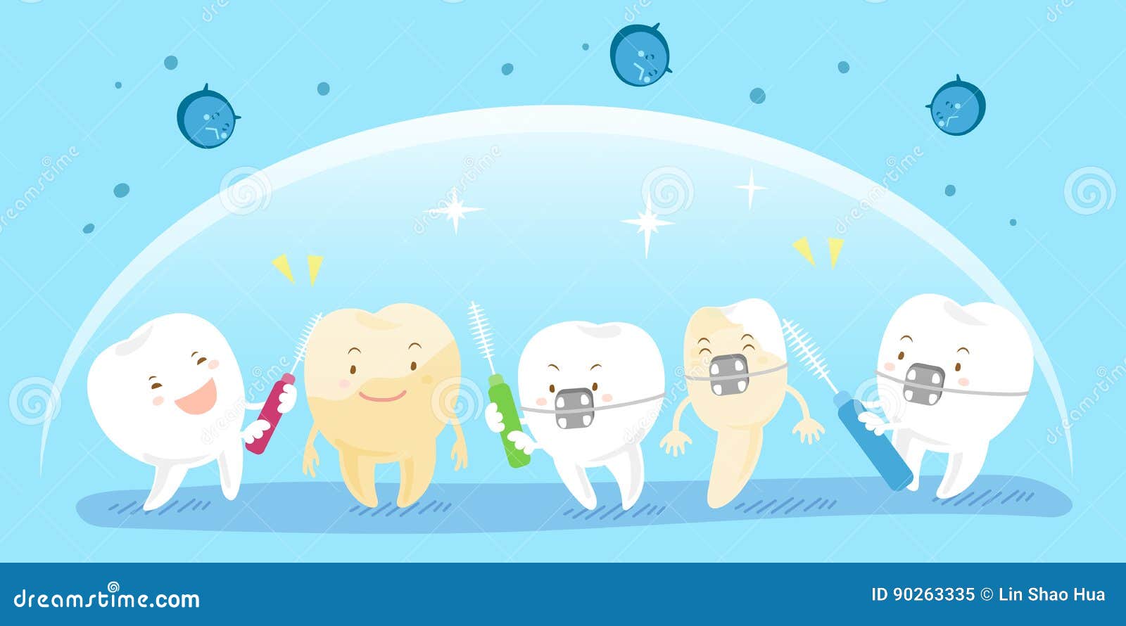 Tooth with clean concept stock vector. Illustration of cavity - 90263335