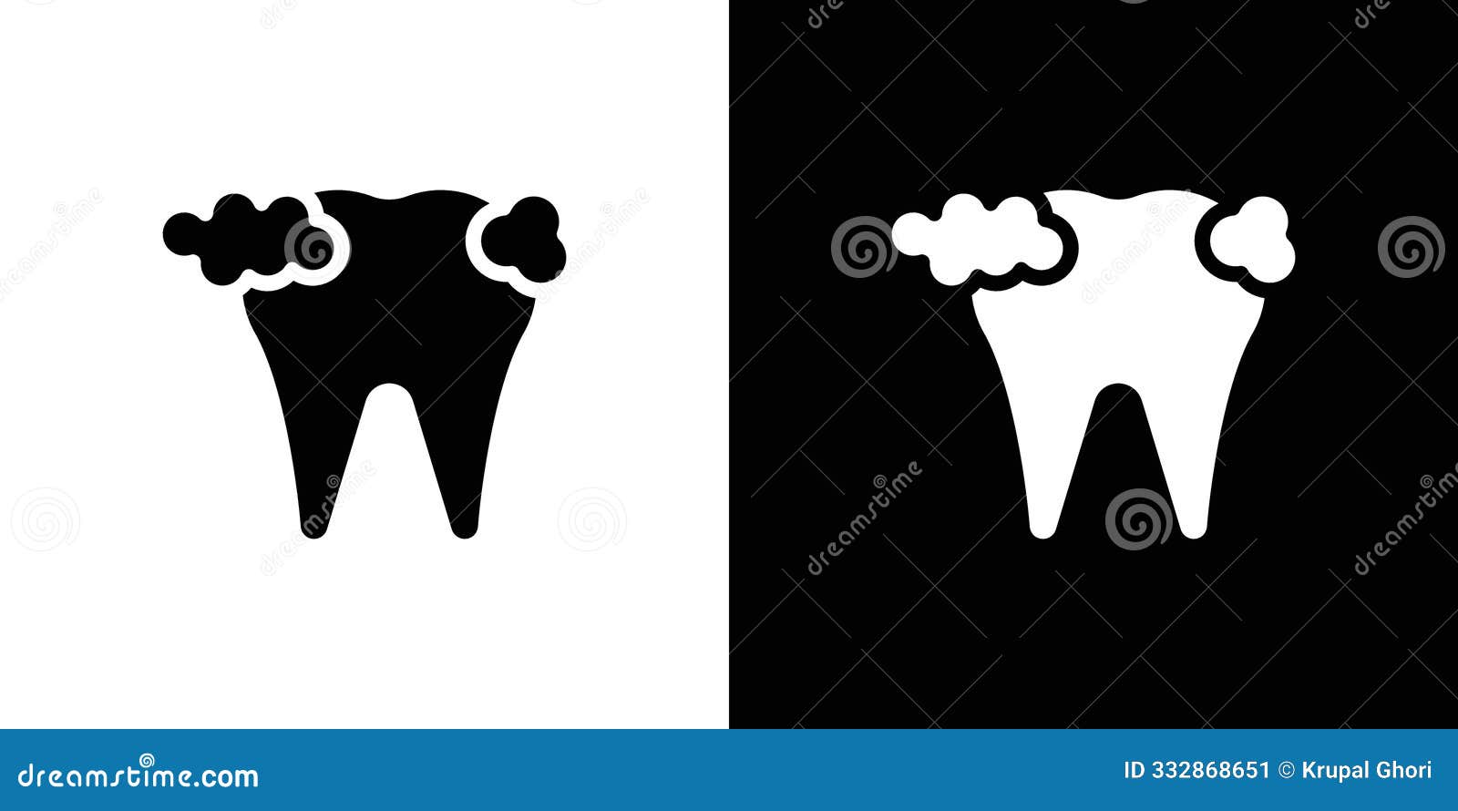 Tooth Cleaning. Dirty Yellow Caries Tooth Becomes Whitewashed. Cartoon ...