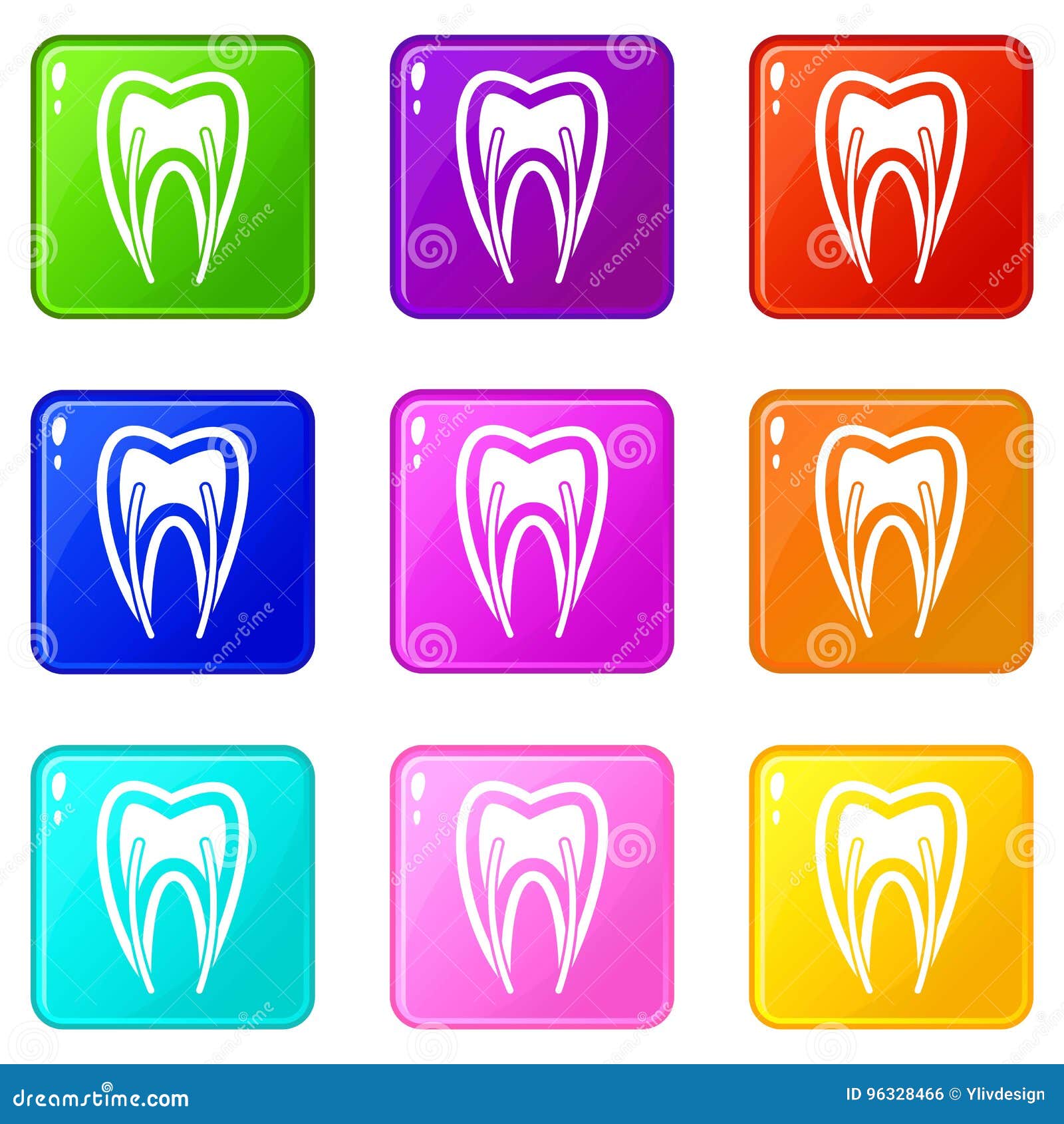 Tooth Cross Section Icons 9 Set Stock Vector - Illustration of color ...