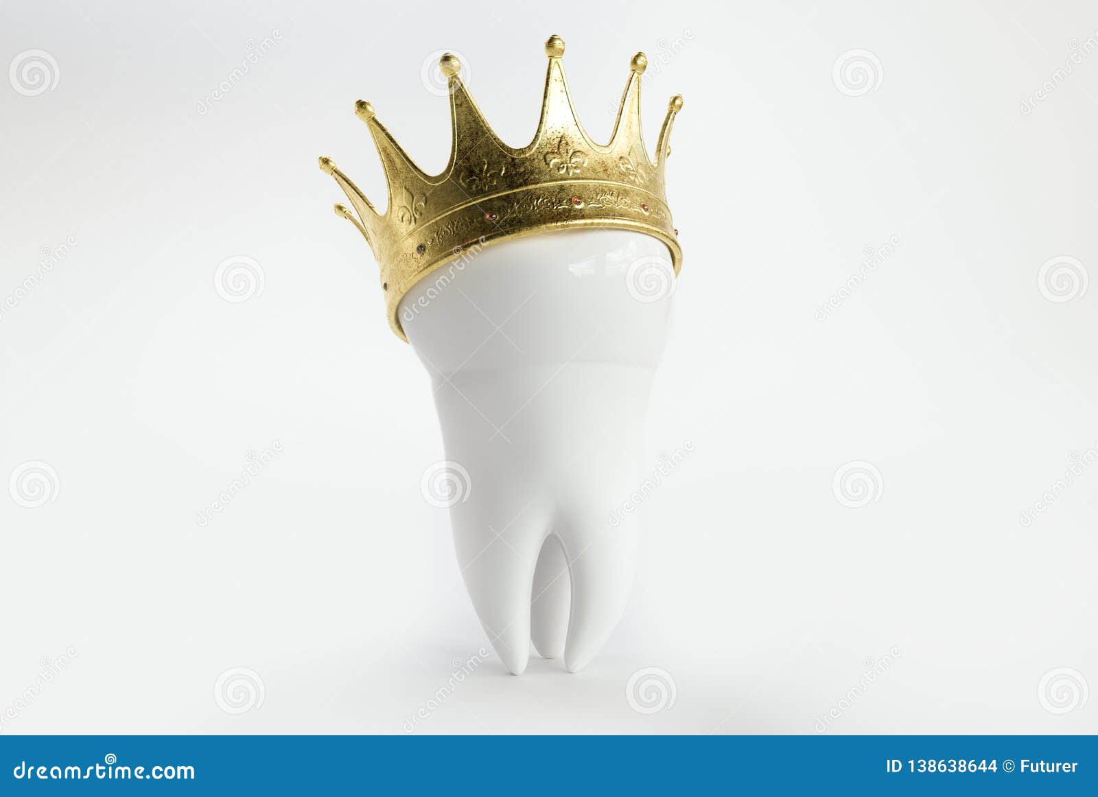 Tooth with a Crown - 3D Rendering Stock Illustration - Illustration of ...