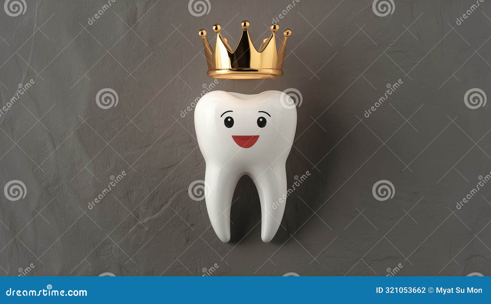 A Tooth with Crown on Gray Background, Dental Care Concept Stock ...