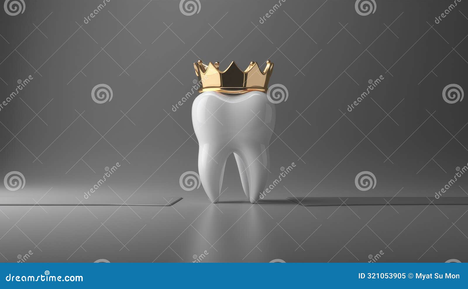 A Tooth with Crown on Gray Background, Dental Care Concept Stock ...