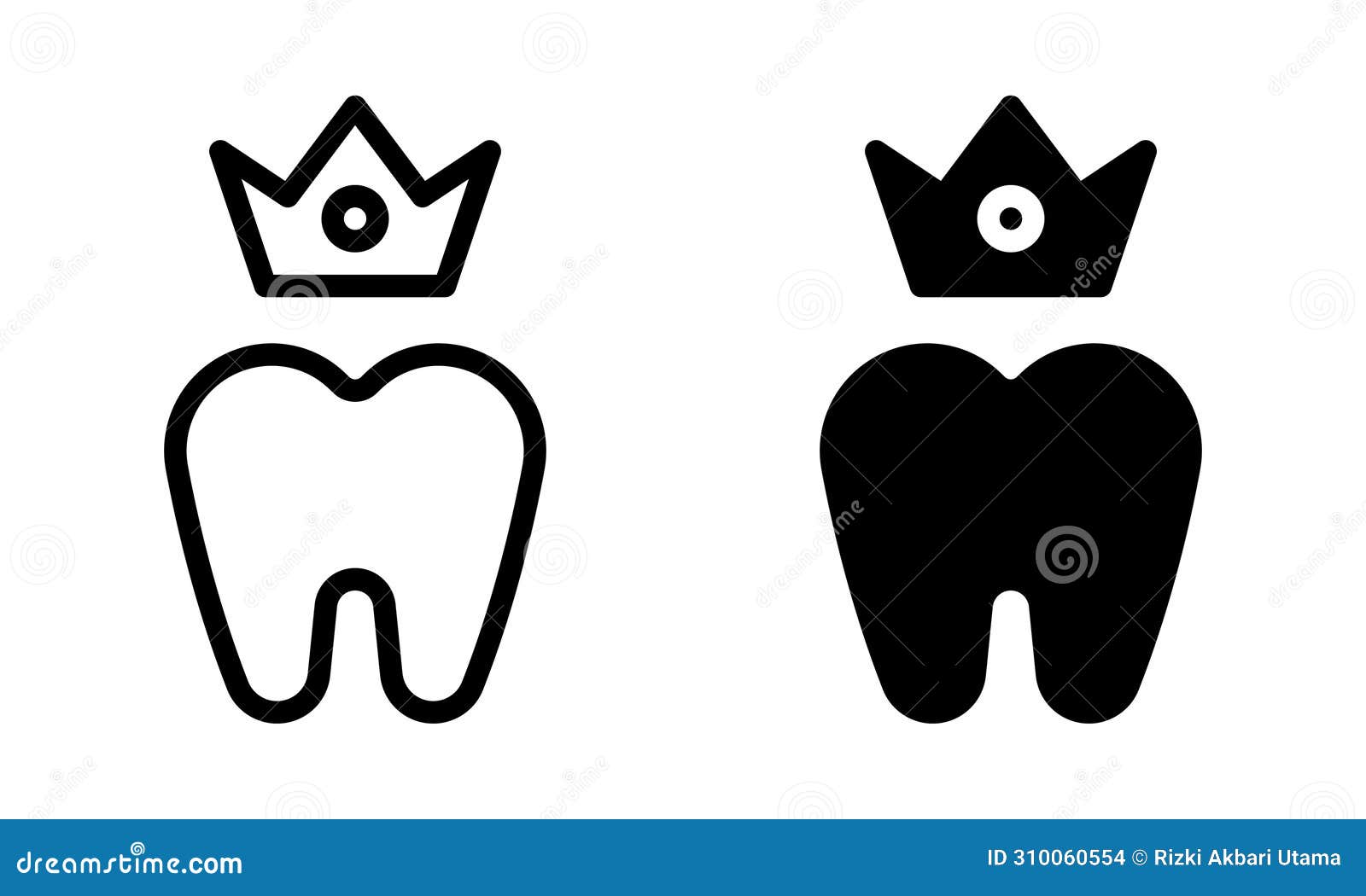 Tooth Crown Icon with Outline and Glyph Style. Stock Vector ...