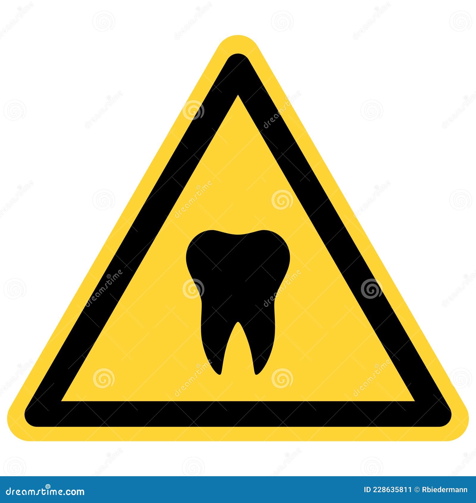 Tooth and danger sign stock vector. Illustration of care - 228635811