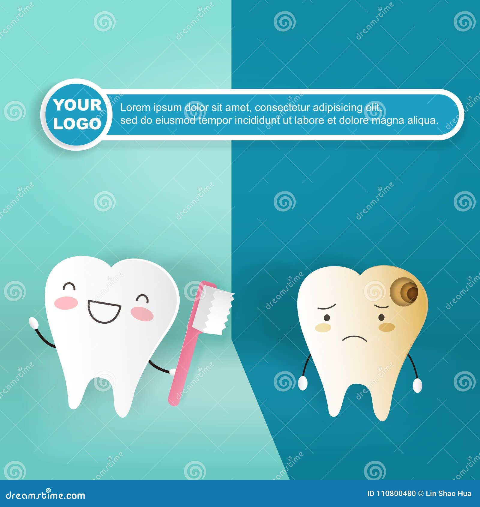 Tooth with decay concept stock vector. Illustration of health - 110800480