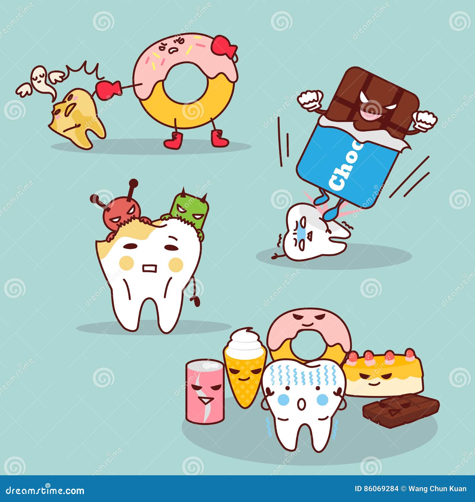 Tooth Decay With Health Problem Vector Illustration | CartoonDealer.com ...