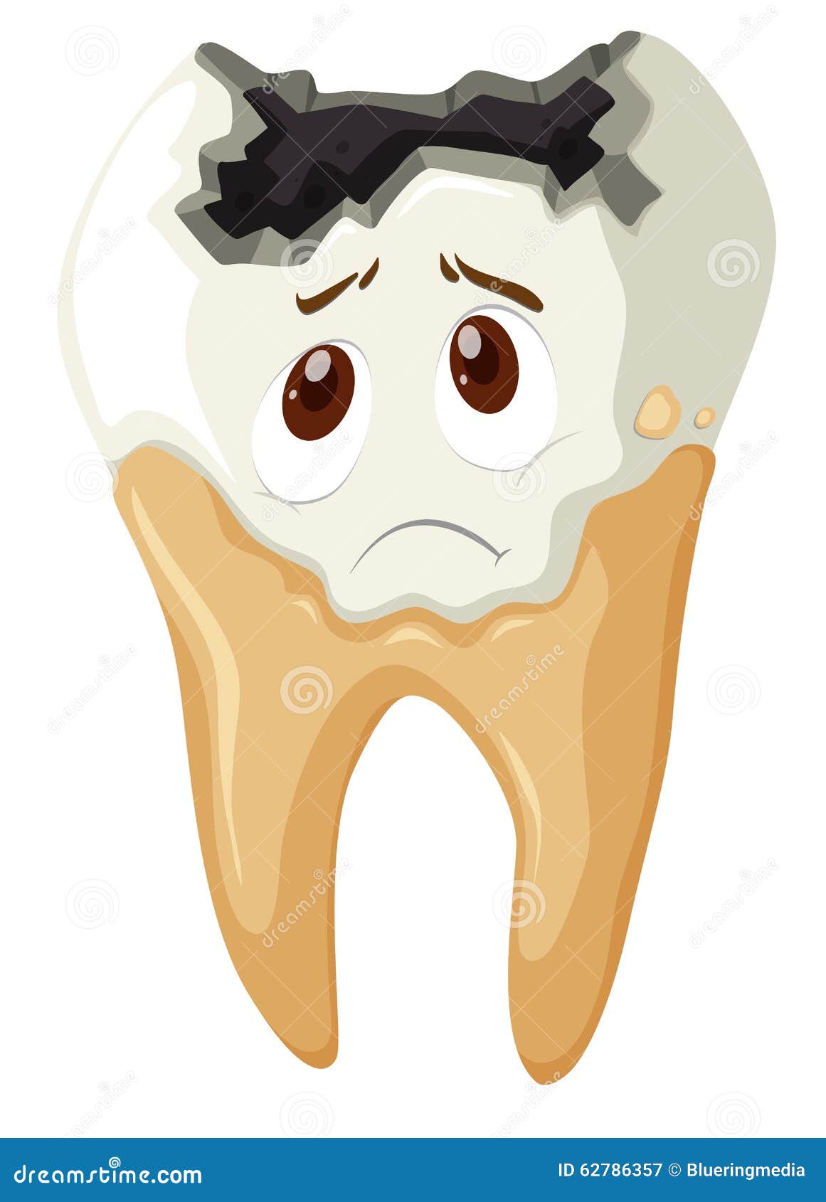 Tooth decay with sad face stock vector. Illustration of cartoon - 62786357