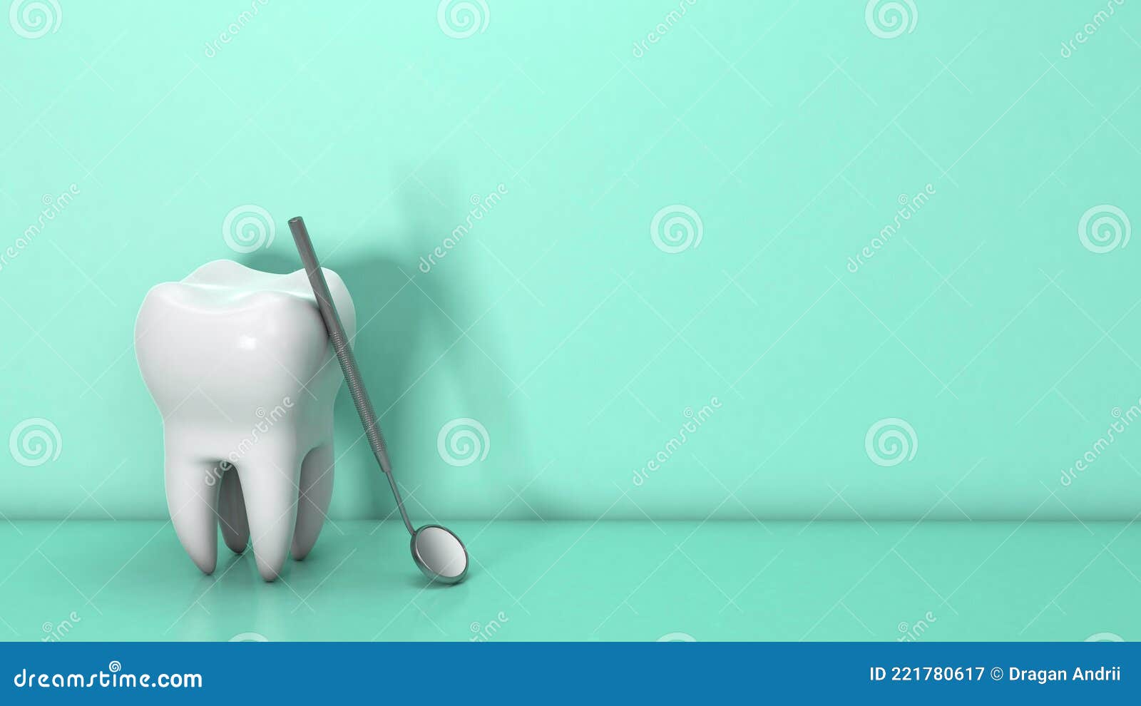 Tooth And Dental Instrument. Dental Mirror And Hook With Teeth On A ...