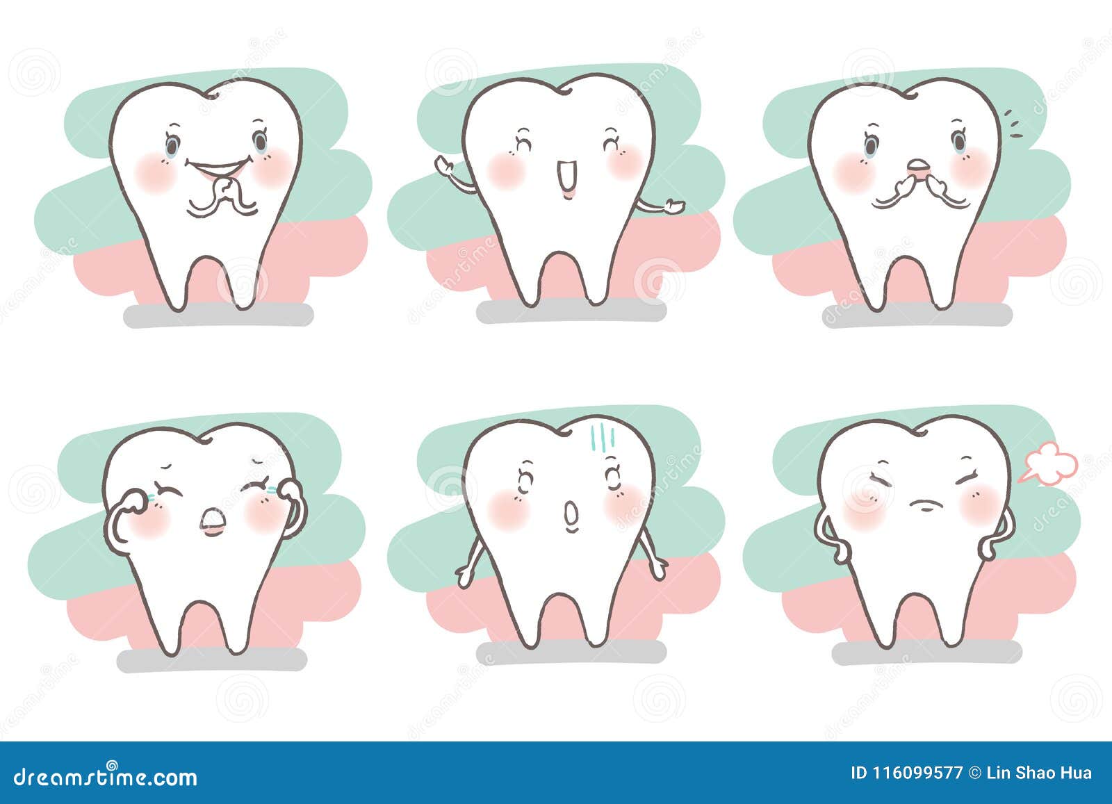Tooth with Different Emotion Stock Vector - Illustration of clean ...