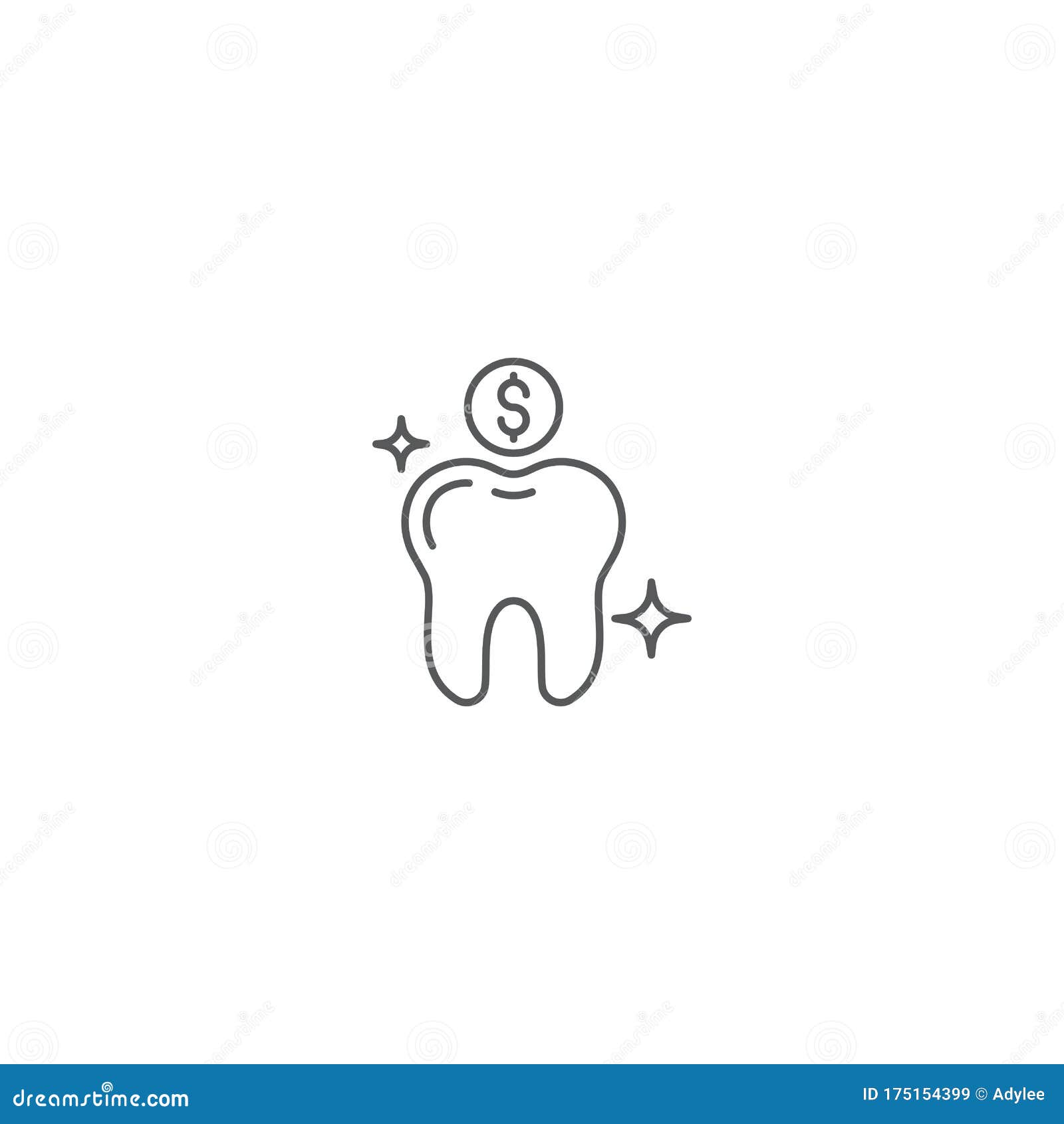 Tooth and Dollar Vector Icon Symbol Isolated on White Background Stock ...