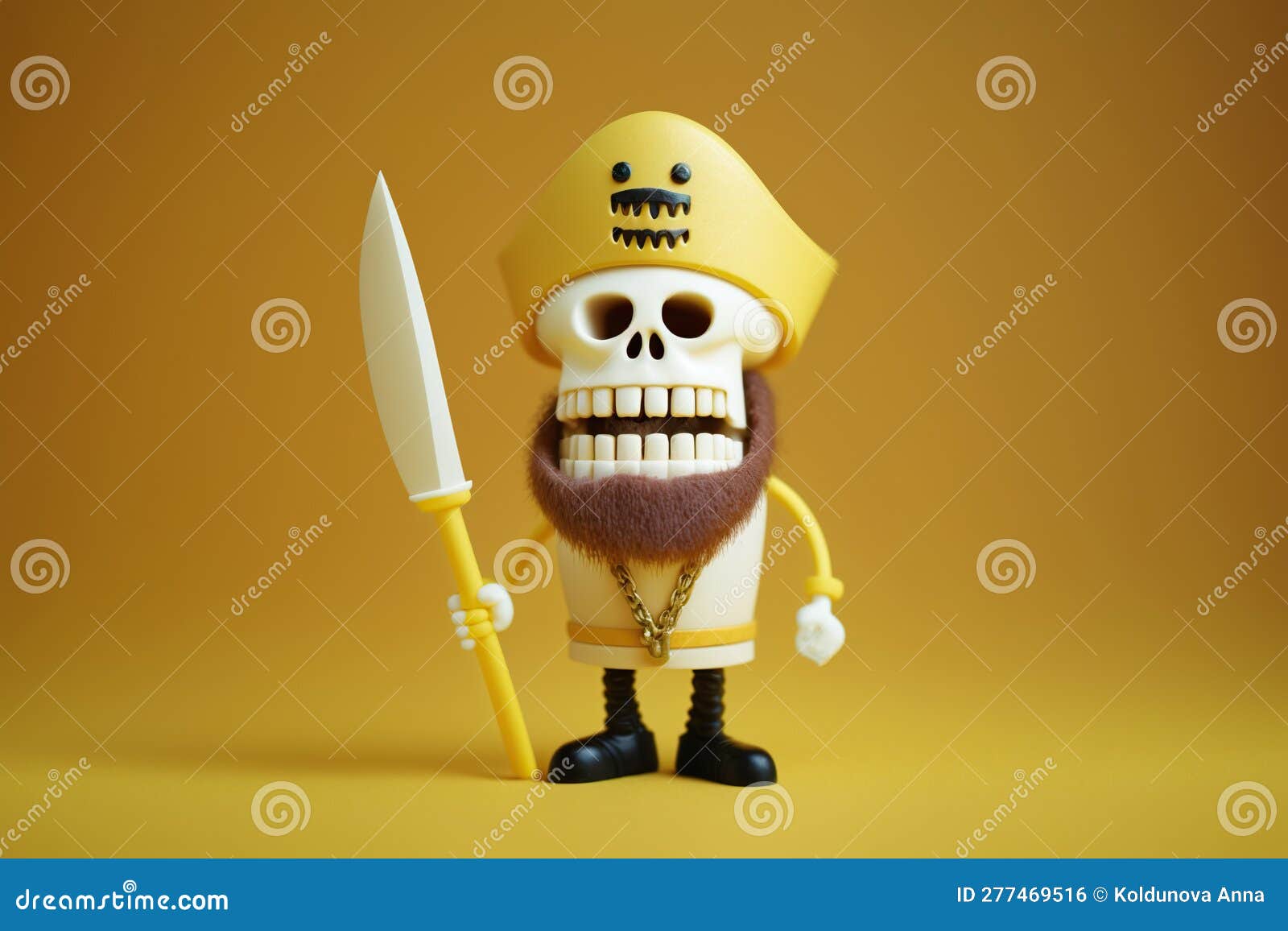 Tooth Dressed As Pirate on Yellow Background, Created with Generative ...