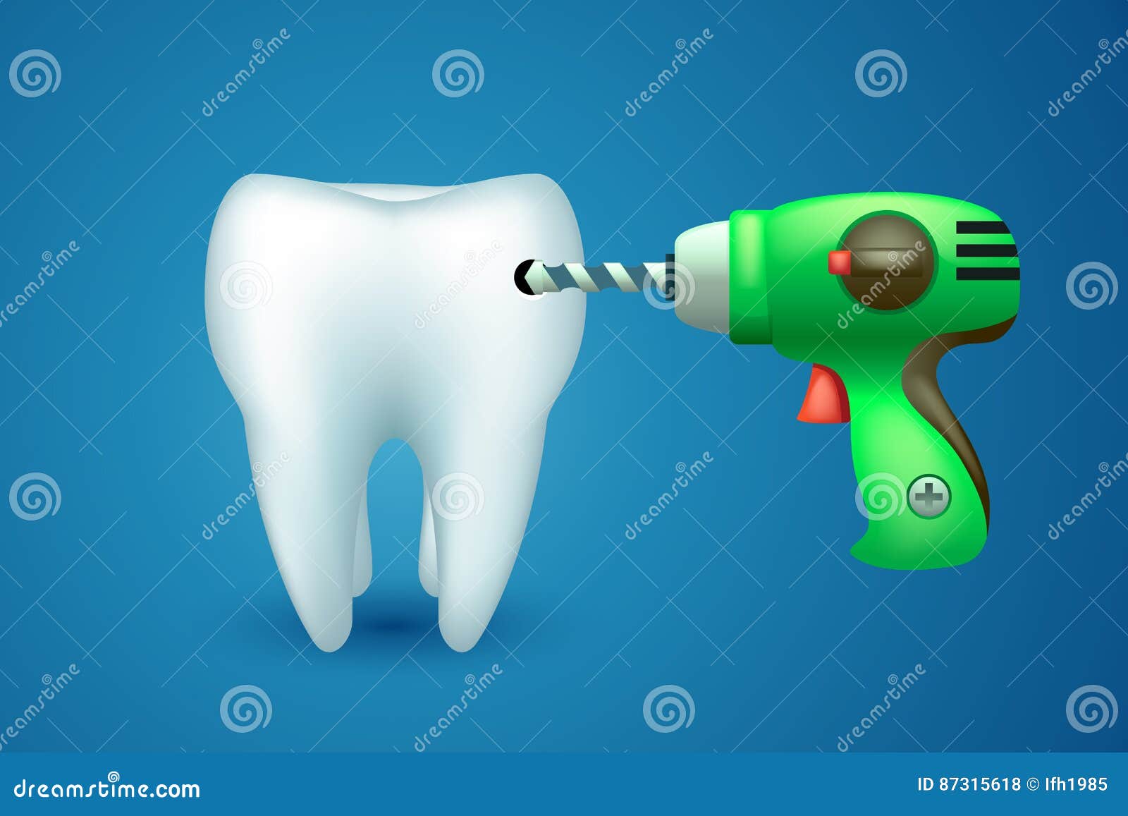 Tooth with drill stock vector. Illustration of black - 87315618