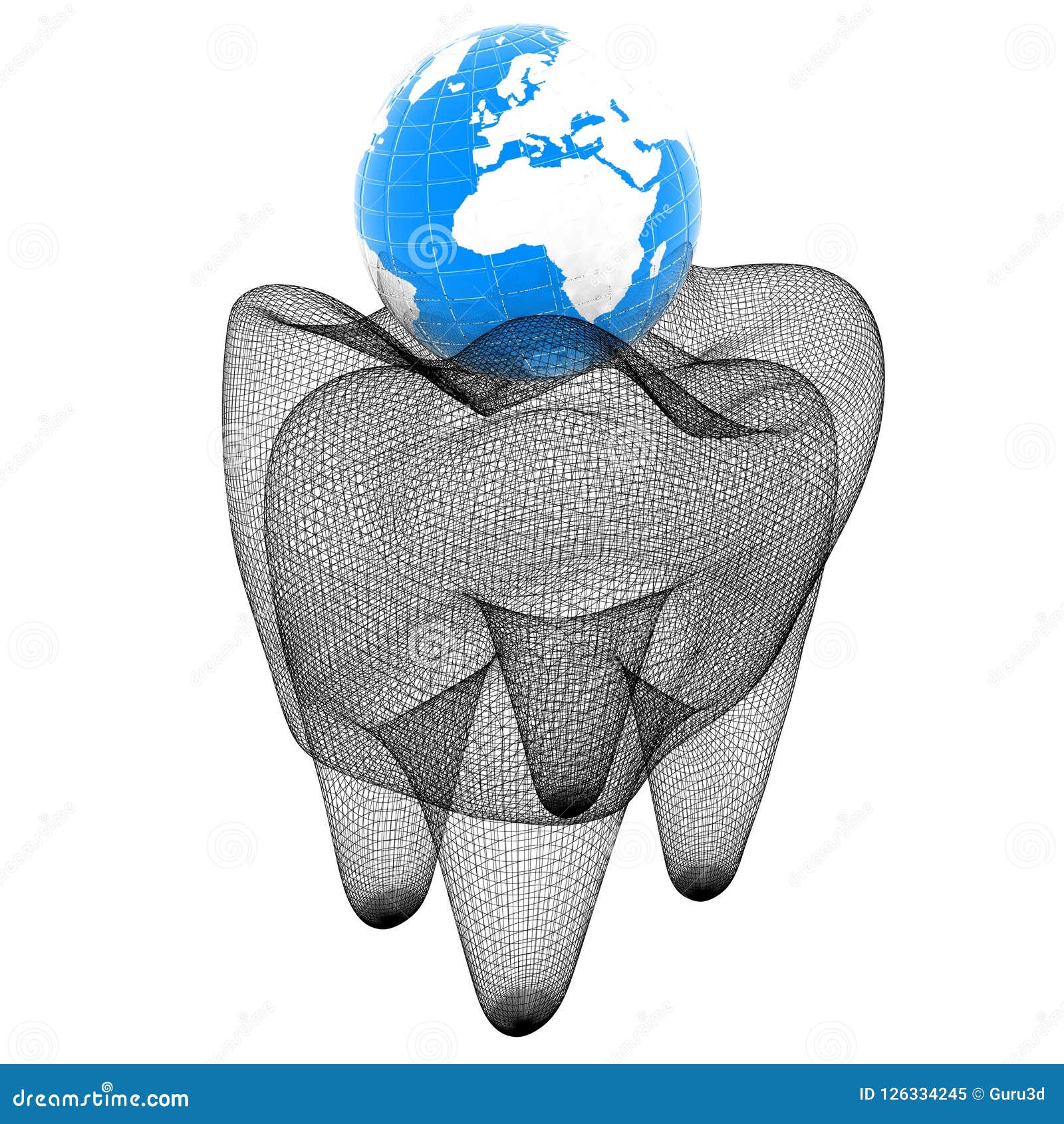 Tooth and Earth. Mesh Model Stock Illustration - Illustration of dent ...