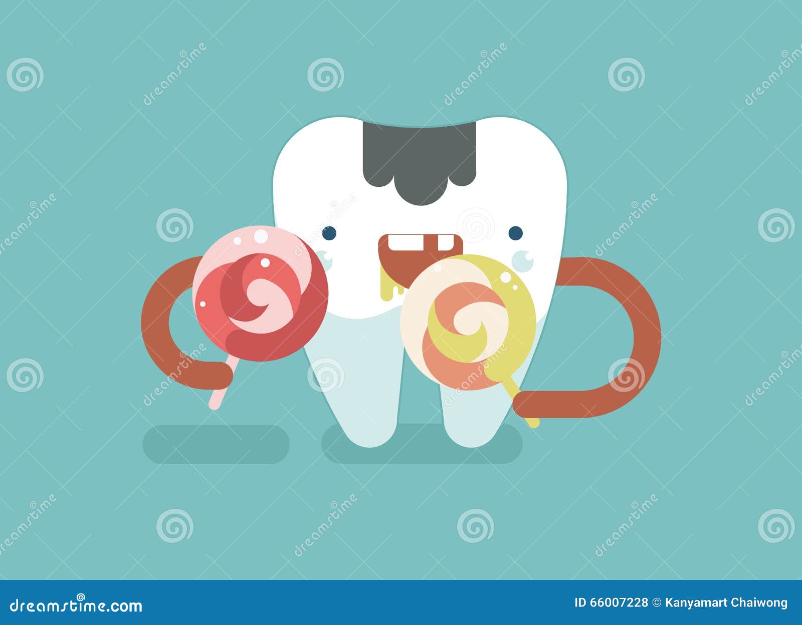 Tooth is Eating Sweets so Decay Tooth Stock Vector - Illustration of ...
