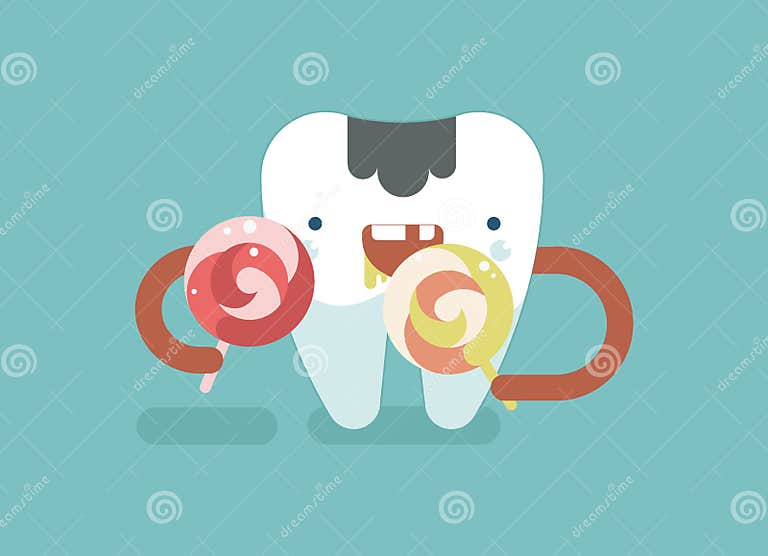Tooth is Eating Sweets so Decay Tooth Stock Vector - Illustration of ...