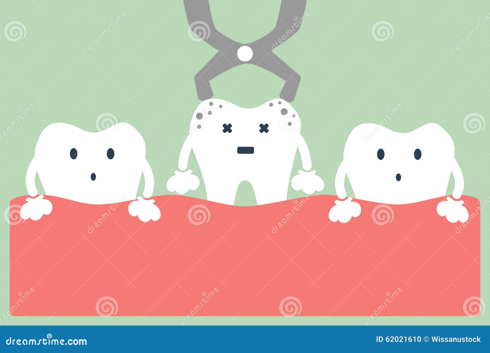 Tooth Extraction And Implantation Stomatology Concept, Cute Colorful ...