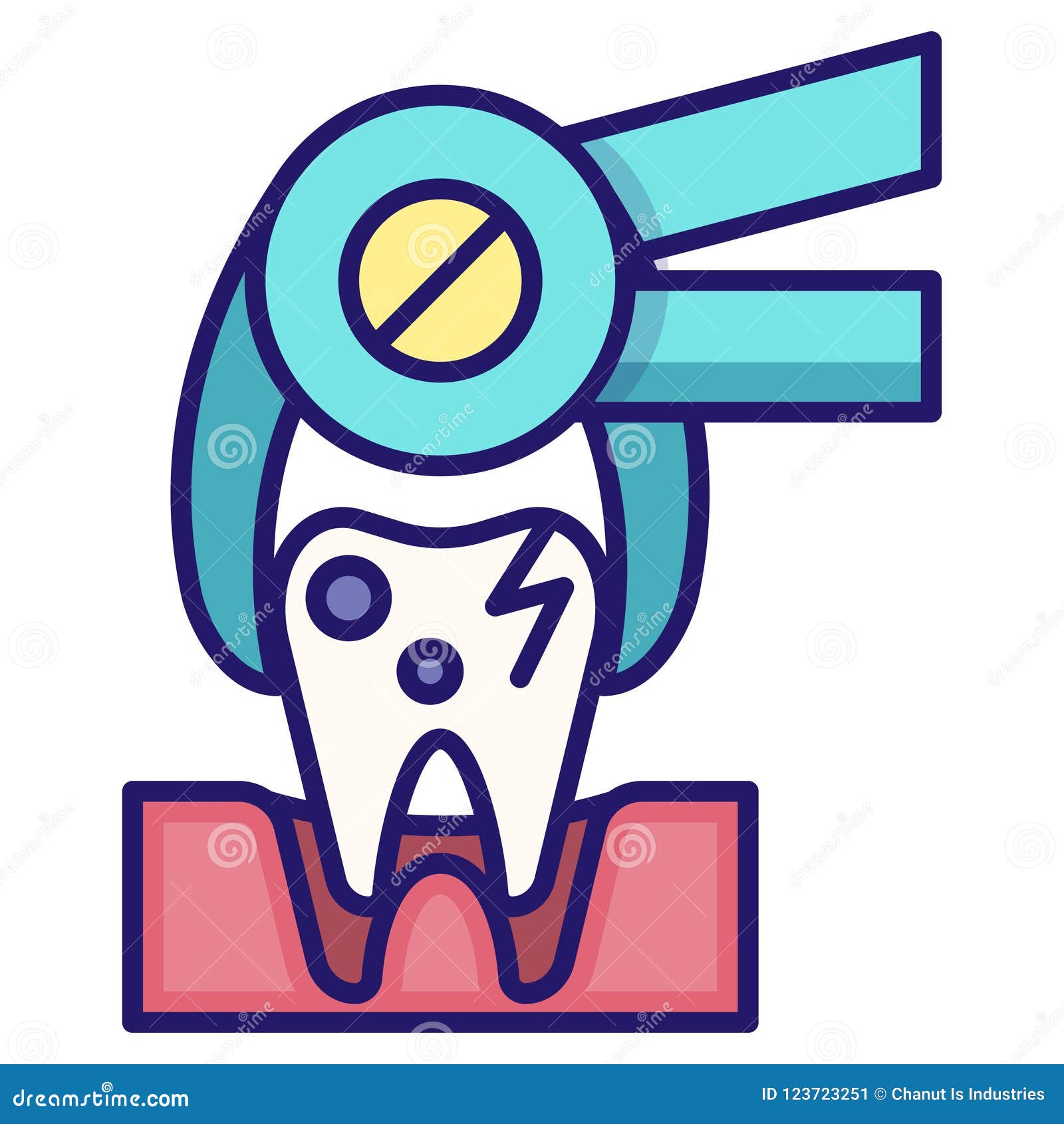 Tooth extraction LineColor stock vector. Illustration of mouth - 123723251