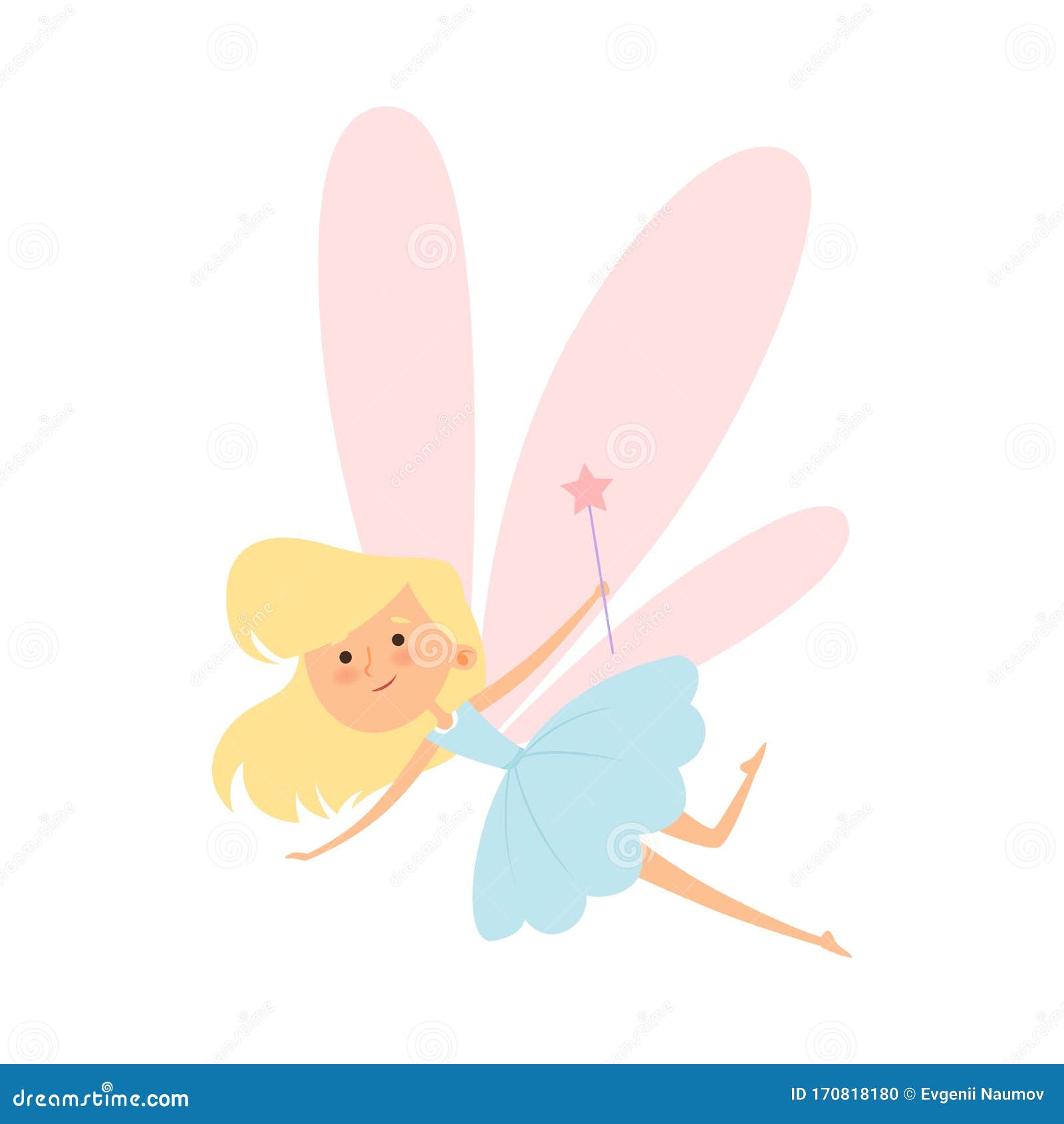 Tooth Fairy Flying with Magic Wand Vector Illustration Stock Vector ...