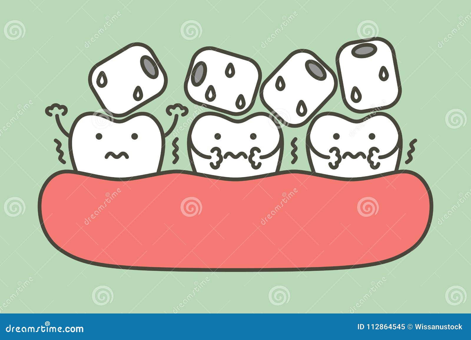 Tooth Feeling Cold from Ice, Sensitive Teeth Concept Stock Vector ...